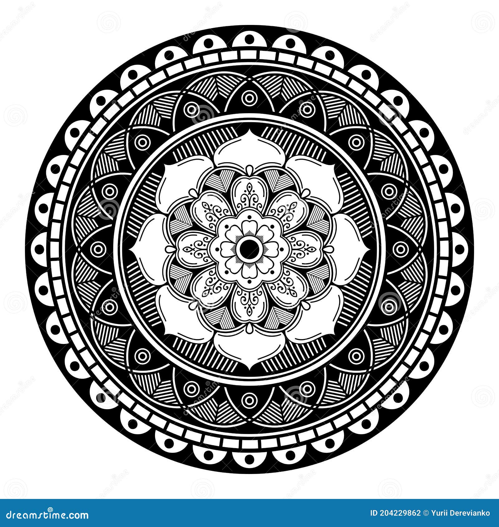Flower-shaped mandala stock illustration. Illustration of floral ...