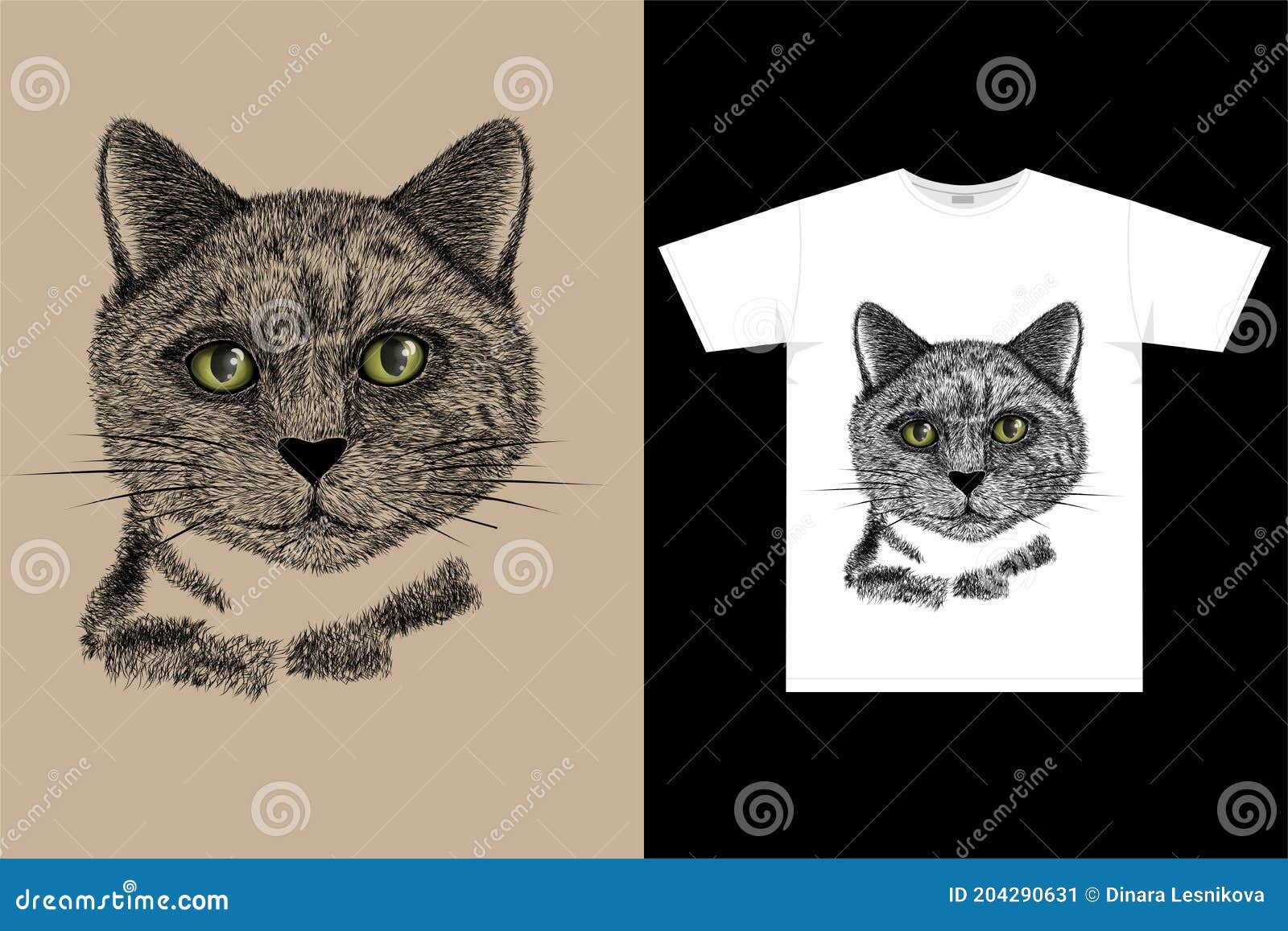 Cat Head Vector Illustration Stock Vector - Illustration of face ...