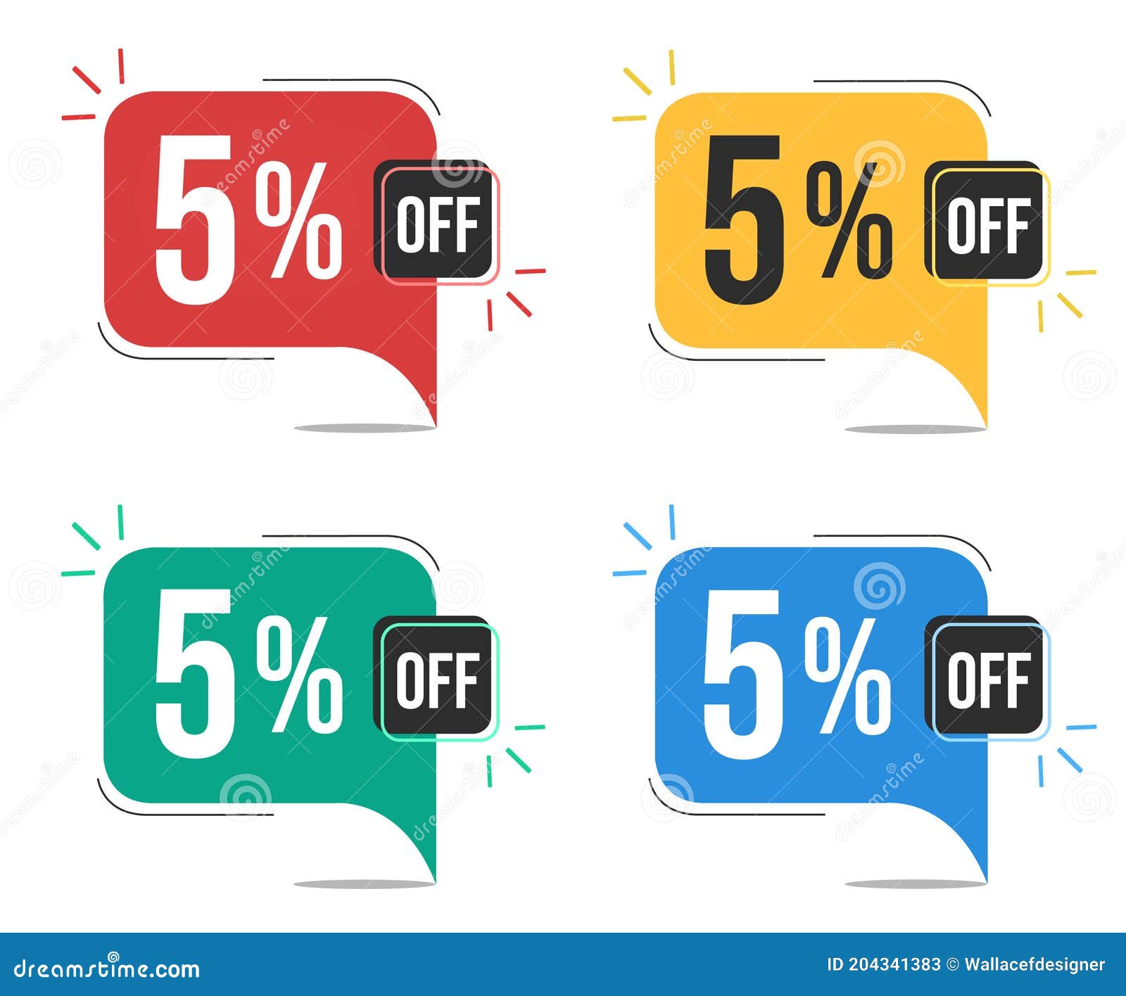 5 Percent Off. Colorful Tags. Stock Illustration - Illustration of ...