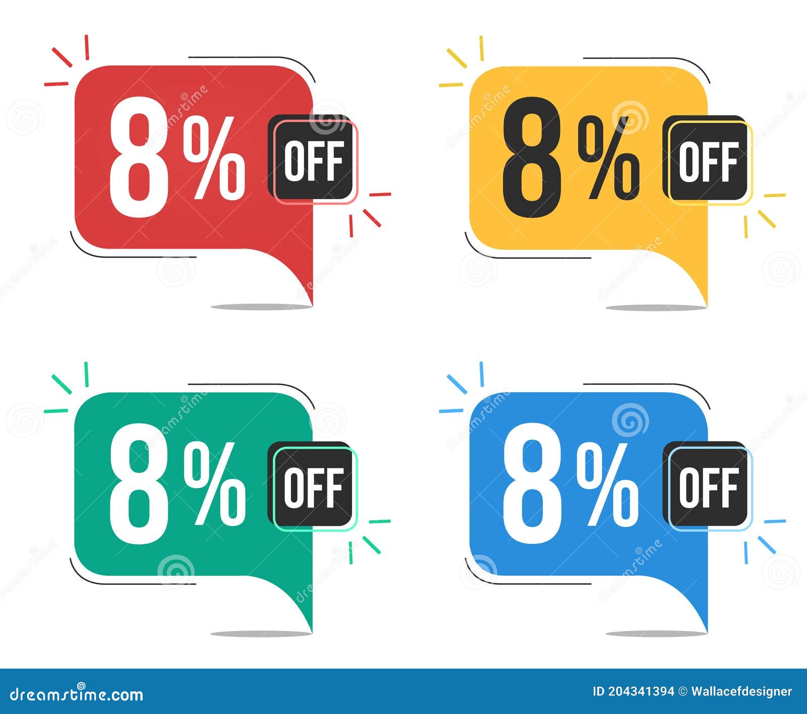 8 Percent Off. Colorful Tags. Stock Illustration - Illustration of sign ...