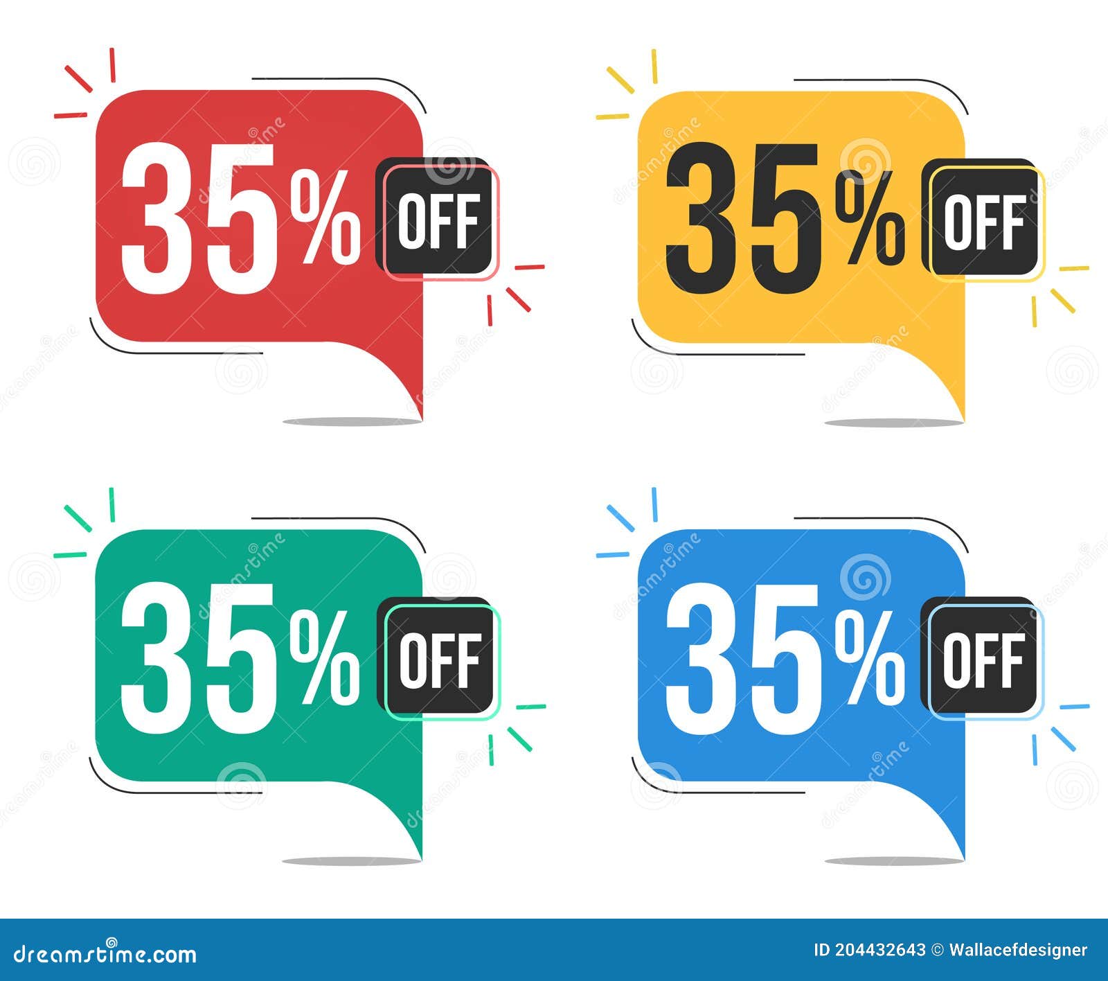35 Percent Off. Colorful Tags. Stock Vector - Illustration of blue ...
