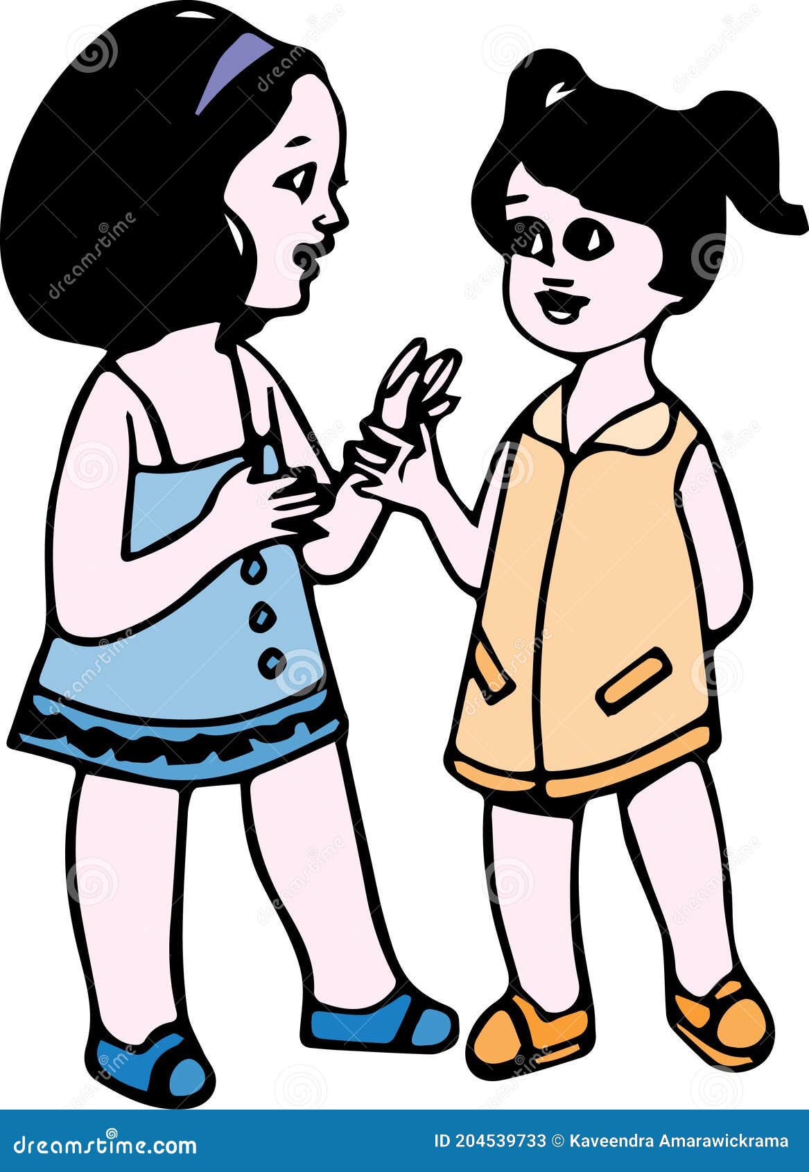 Two Cute Girls at a Discussion Stock Vector - Illustration of symbol ...