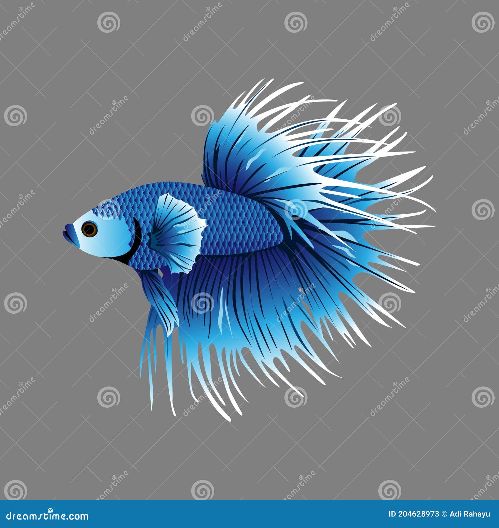 Betta Fish Pure Blue Color Vector Image. Stock Vector - Illustration of ...