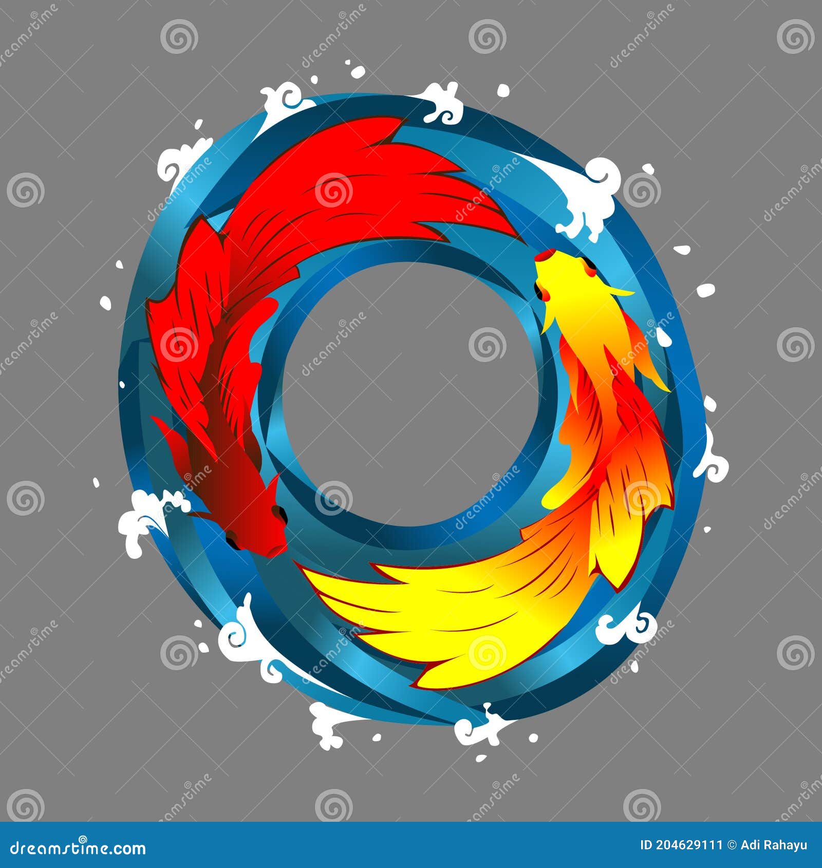 Betta Fish Rotation on the Whirlpool. Stock Vector - Illustration of ...