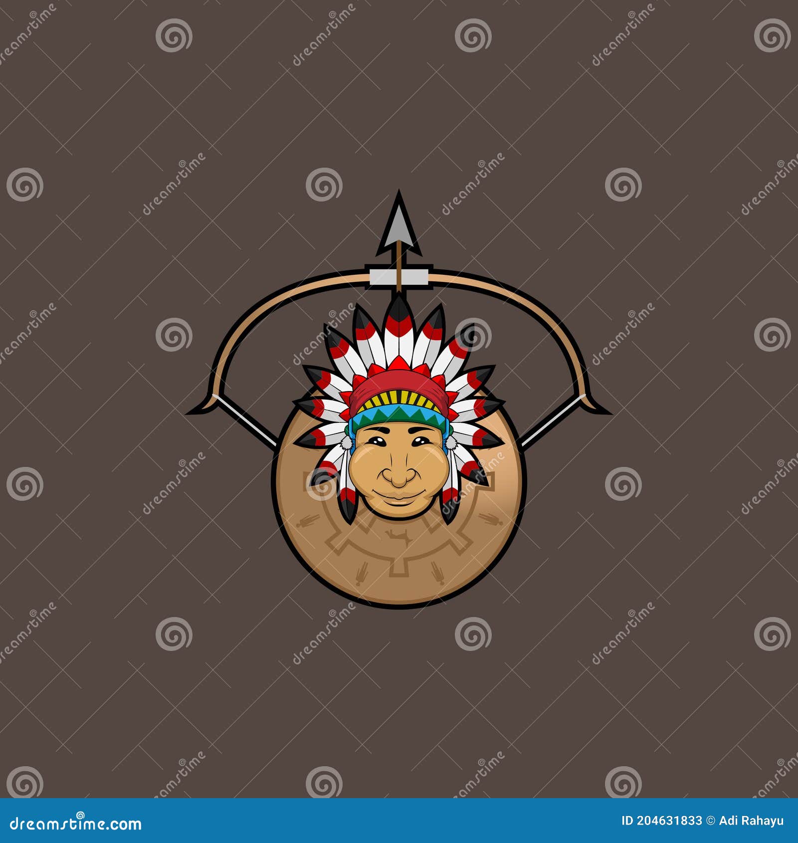 Apache Warrior with Shield and Bow Logo Vector. Stock Vector ...