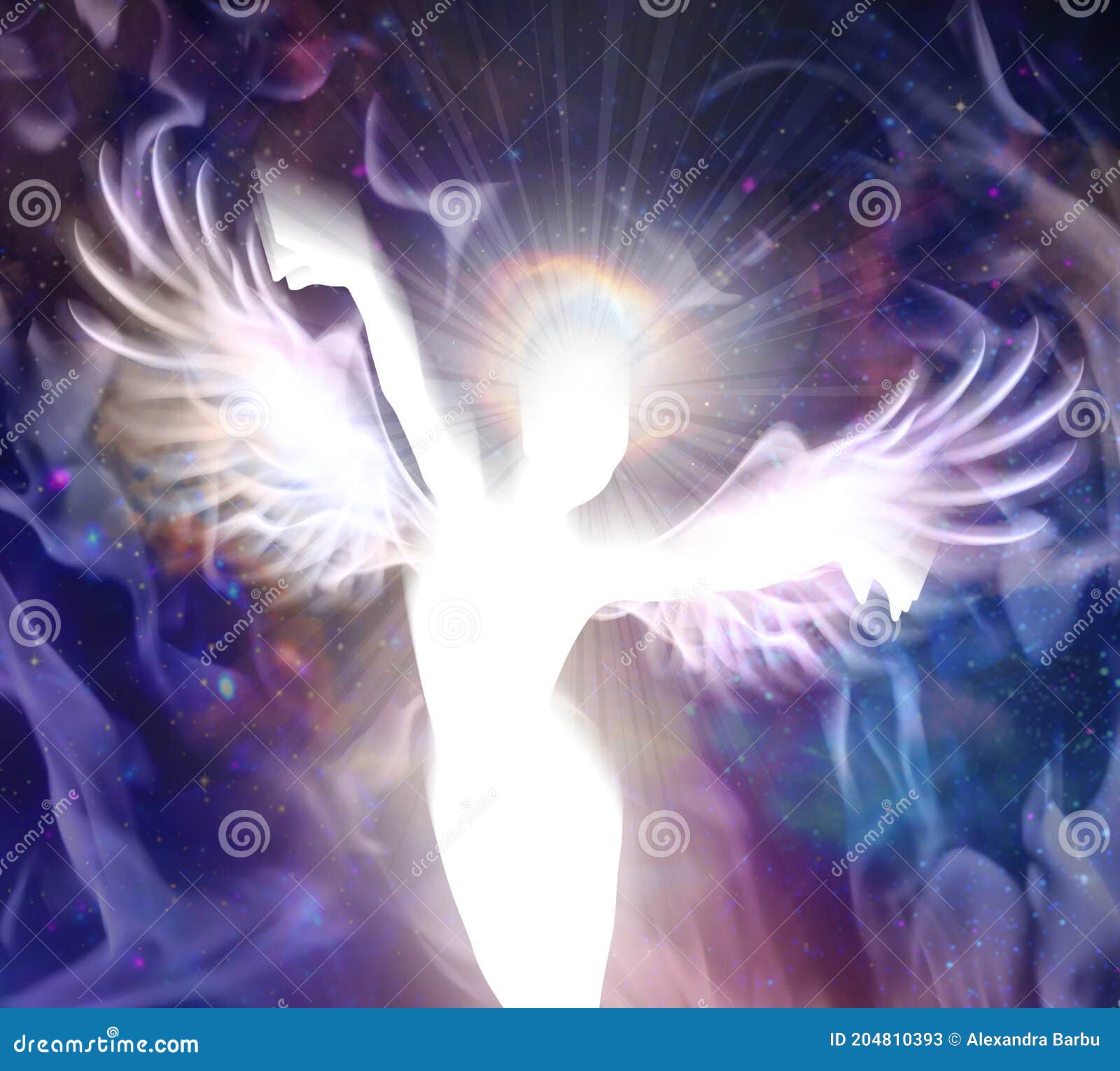 Angel of Light and Love Doing a Miracle Stock Illustration ...