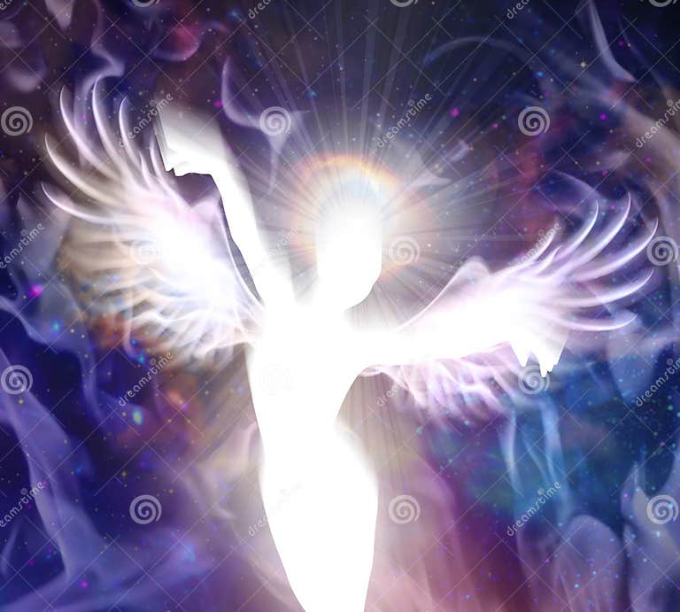 Angel of Light and Love Doing a Miracle Stock Illustration ...
