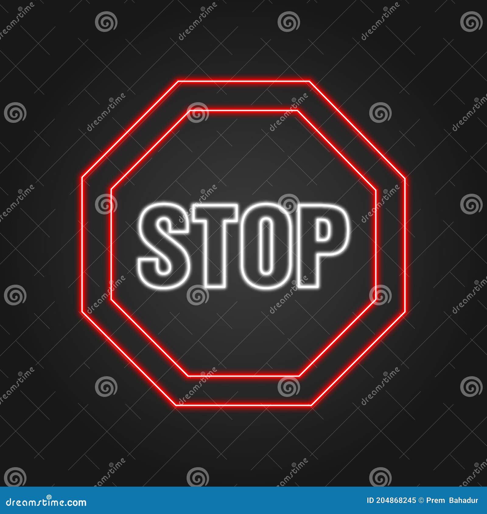 Neon Lights Stop. Bright is the Stop Button Stock Illustration ...
