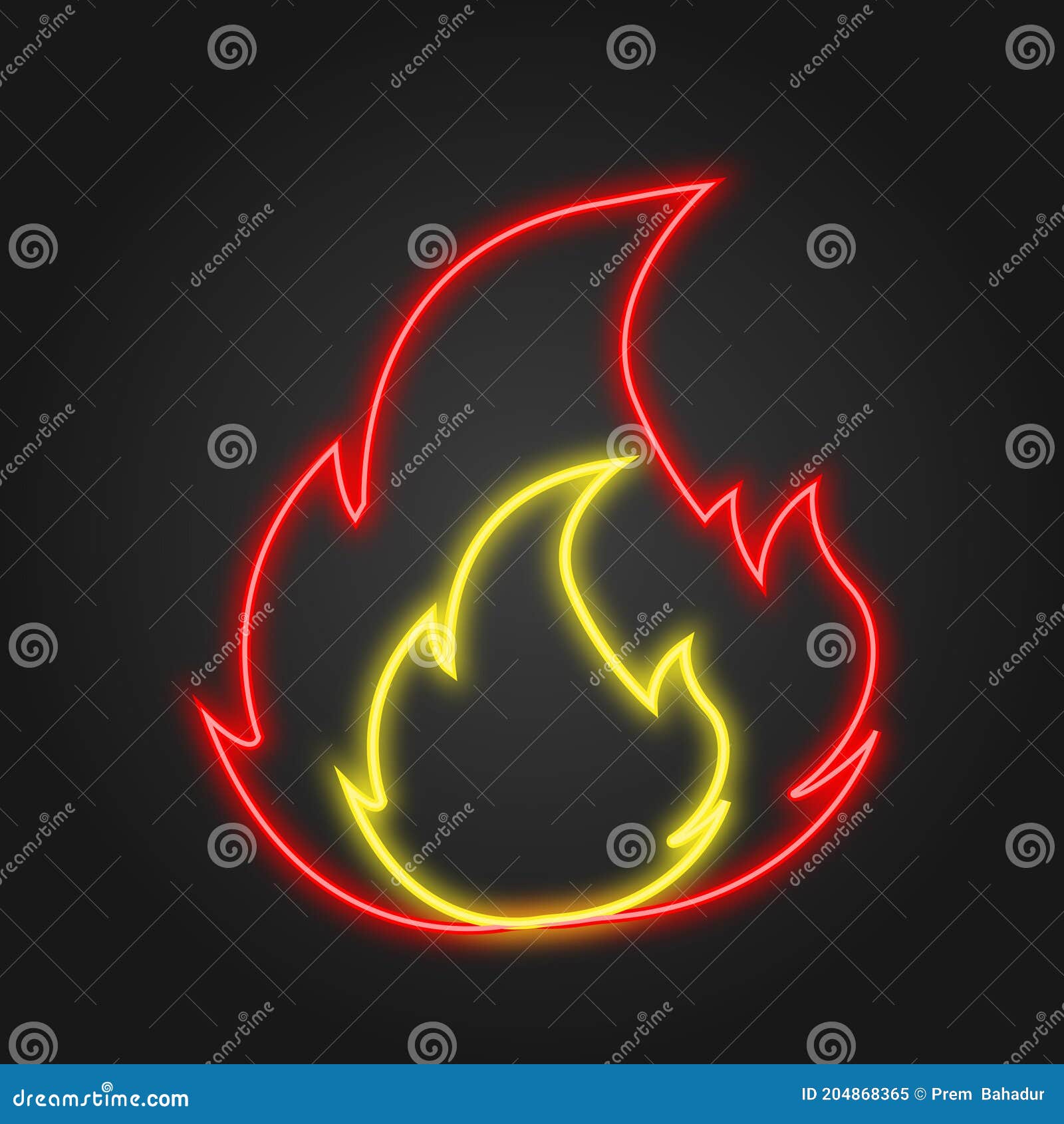 Neon Fire Icon. Elements in Neon Stock Illustration - Illustration of ...
