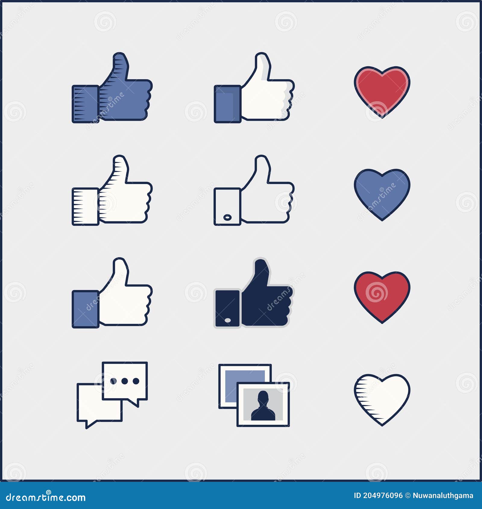 Social Media Thumbs and Reaction Icons Stock Vector - Illustration of ...