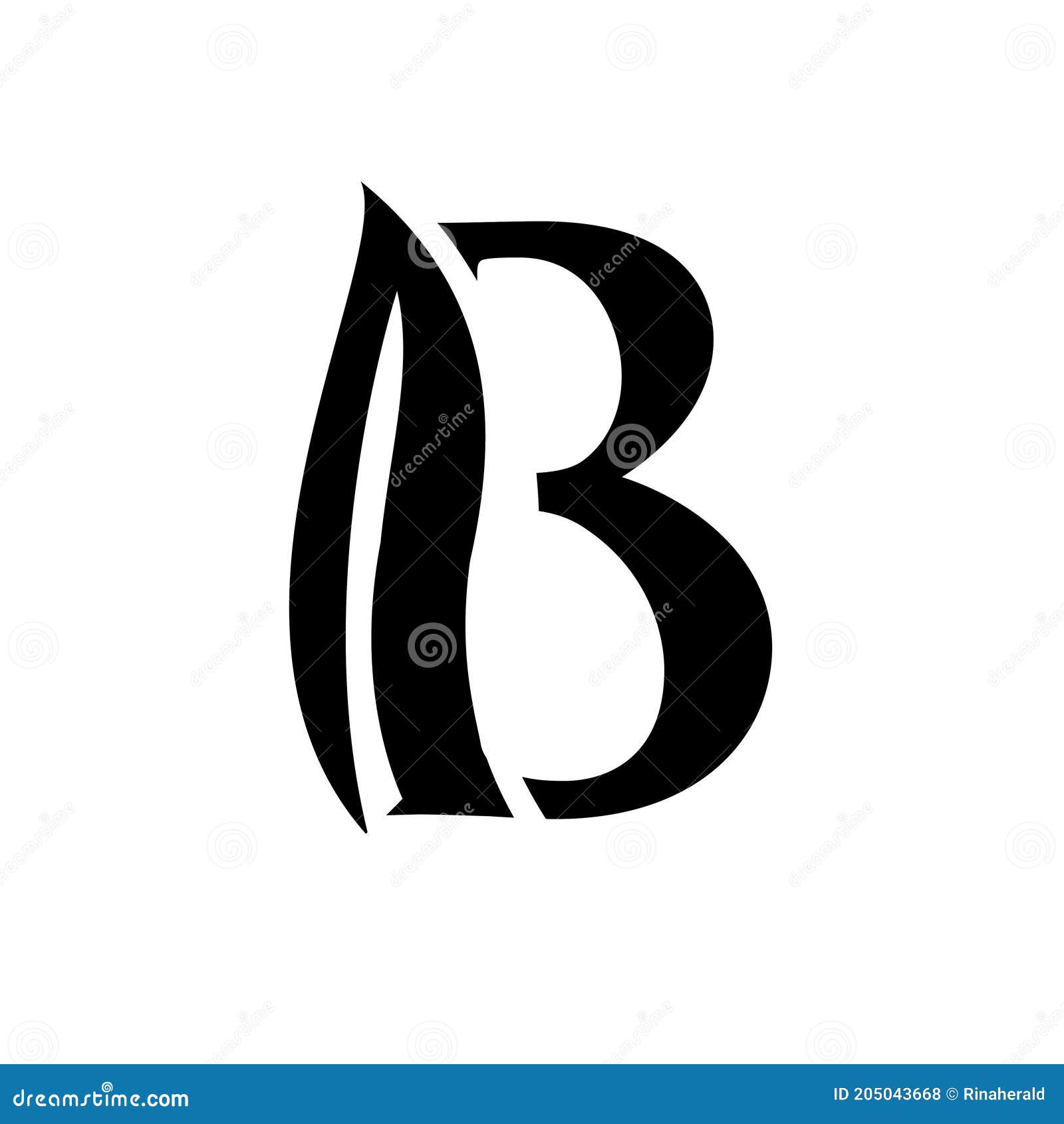 Letter b leaf black logo stock vector. Illustration of graphic - 205043668