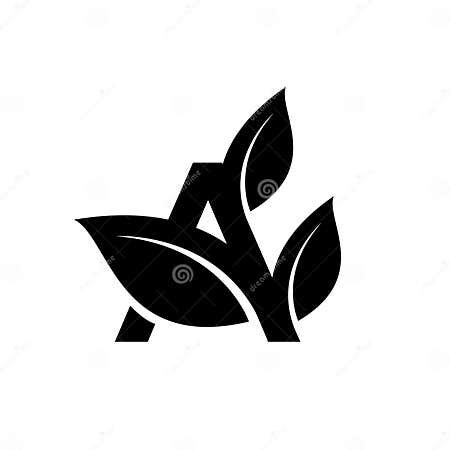 Letter a leaf black logo stock vector. Illustration of ecology - 205043932