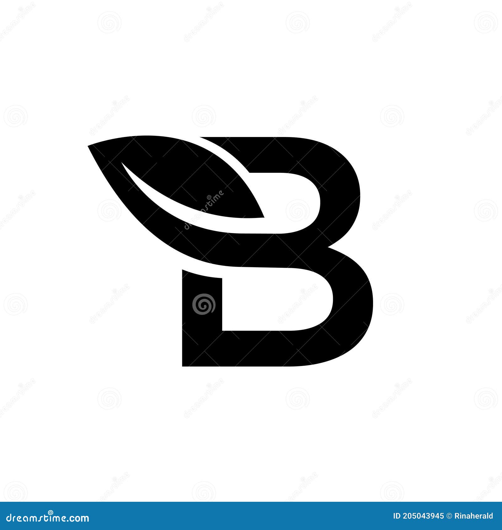Letter B leaf black logo stock vector. Illustration of decoration ...