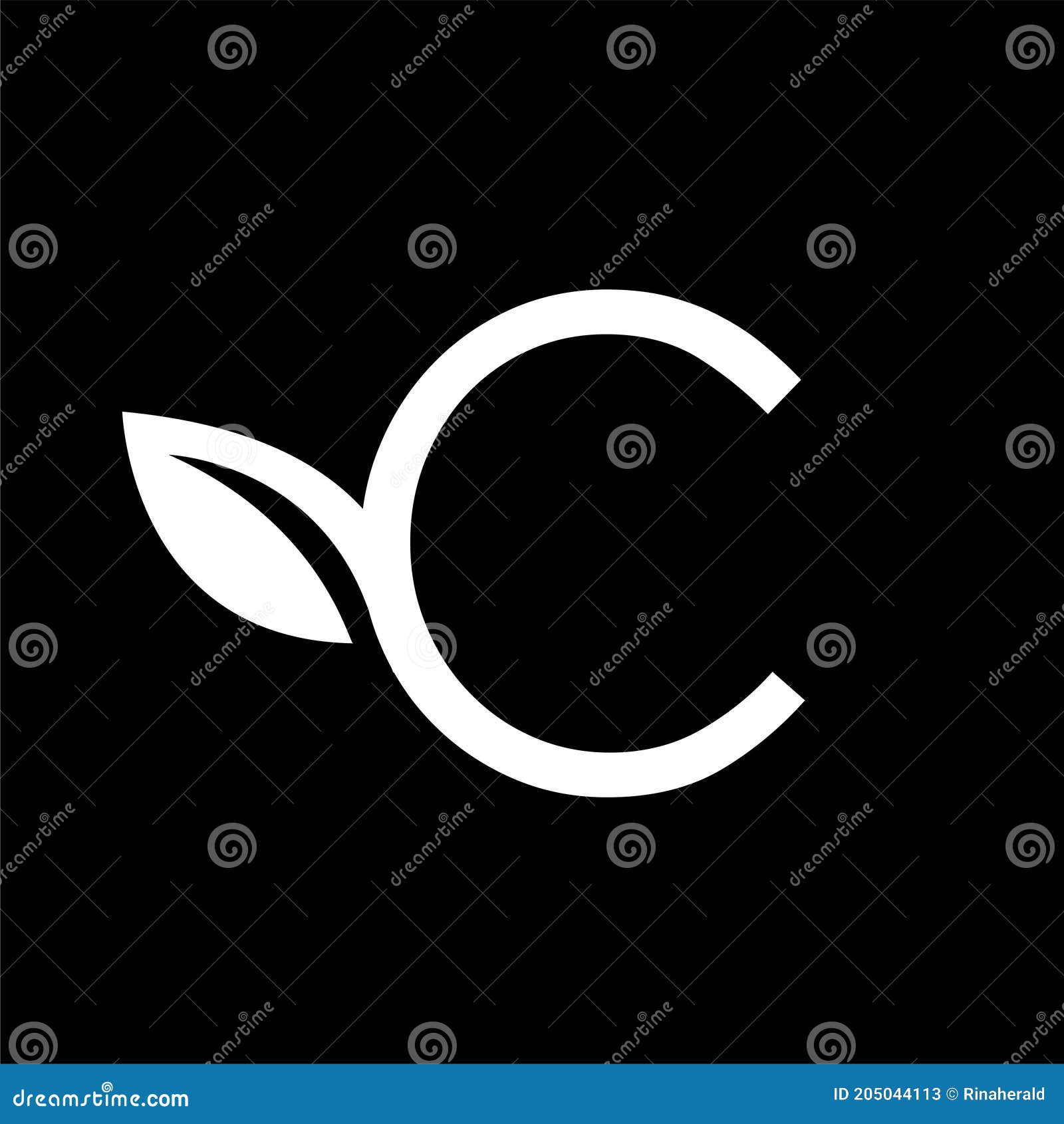 Letter C leaf white logo stock vector. Illustration of brand - 205044113