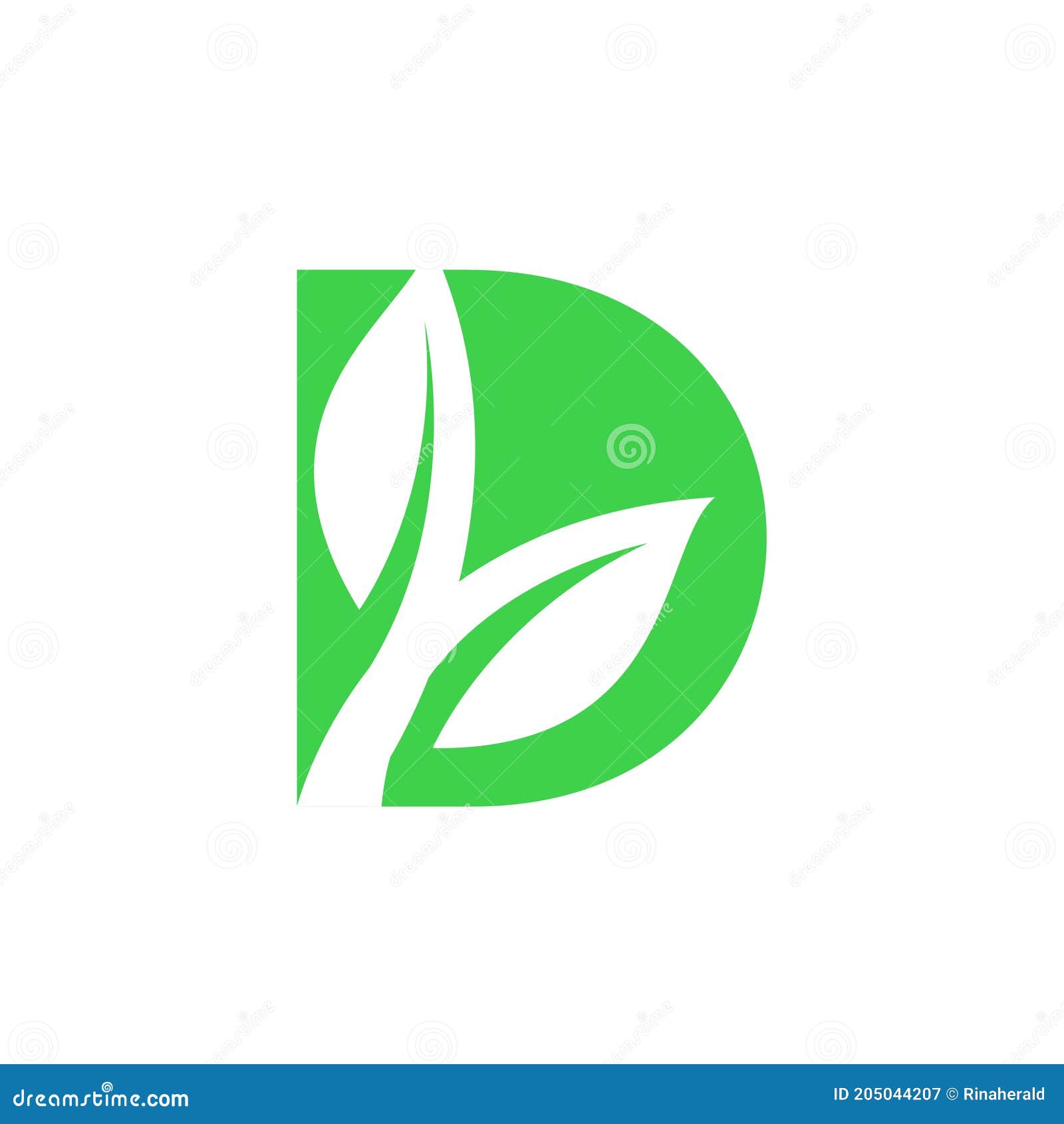 Letter D leaf green logo stock vector. Illustration of label - 205044207