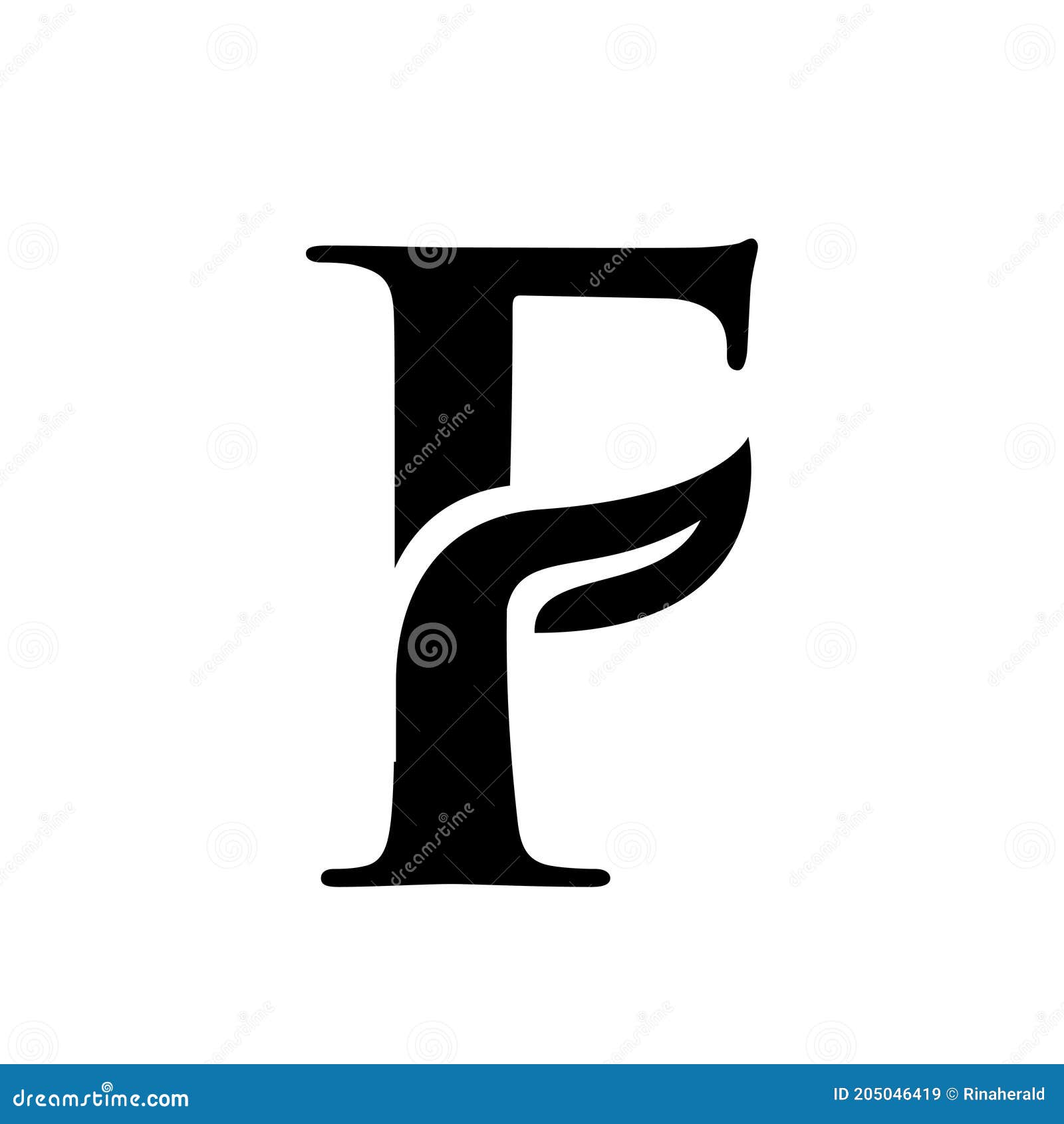 Letter f leaf black logo stock vector. Illustration of emblem - 205046419