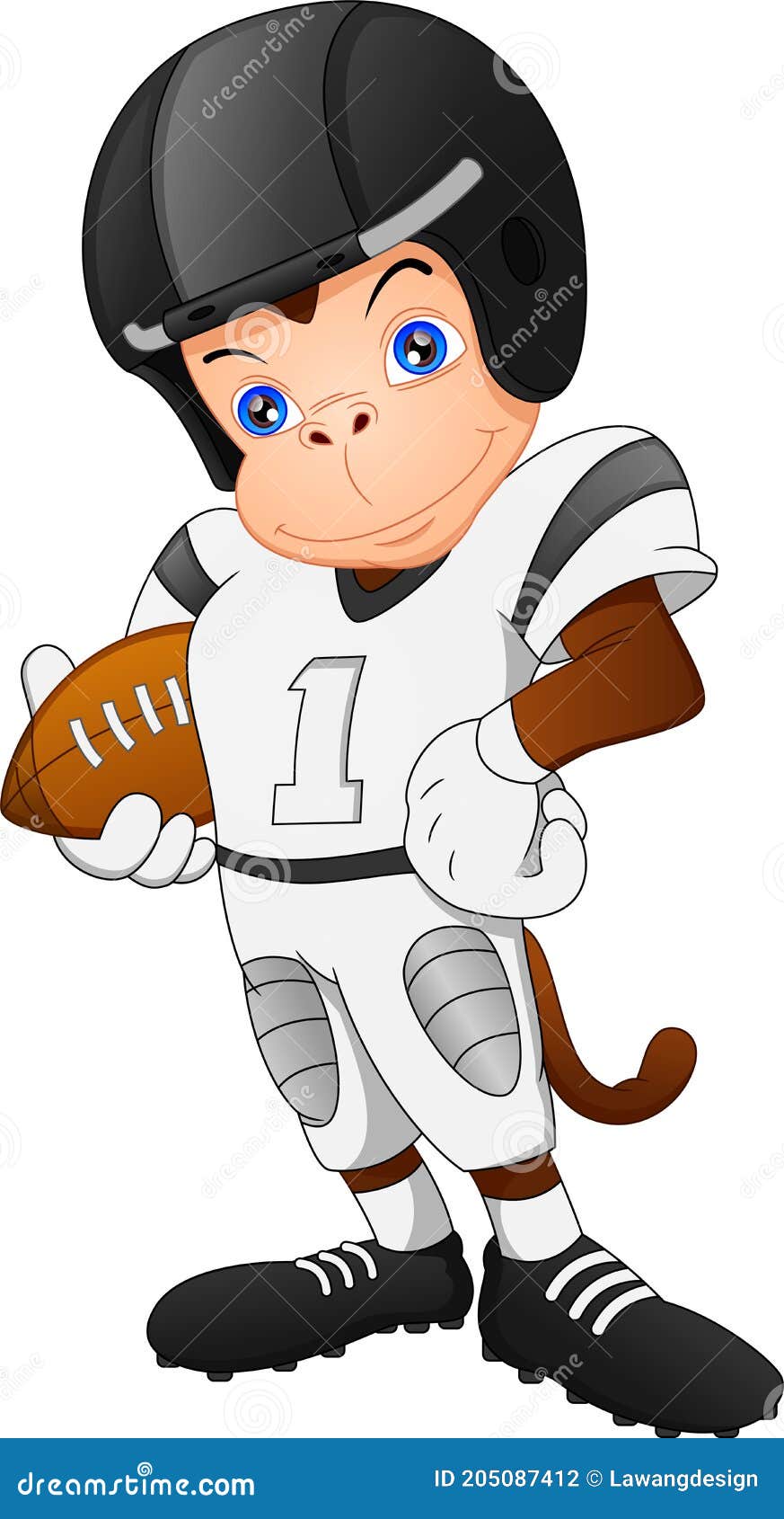Cute Monkey Wearing American Football Costume Stock Vector ...