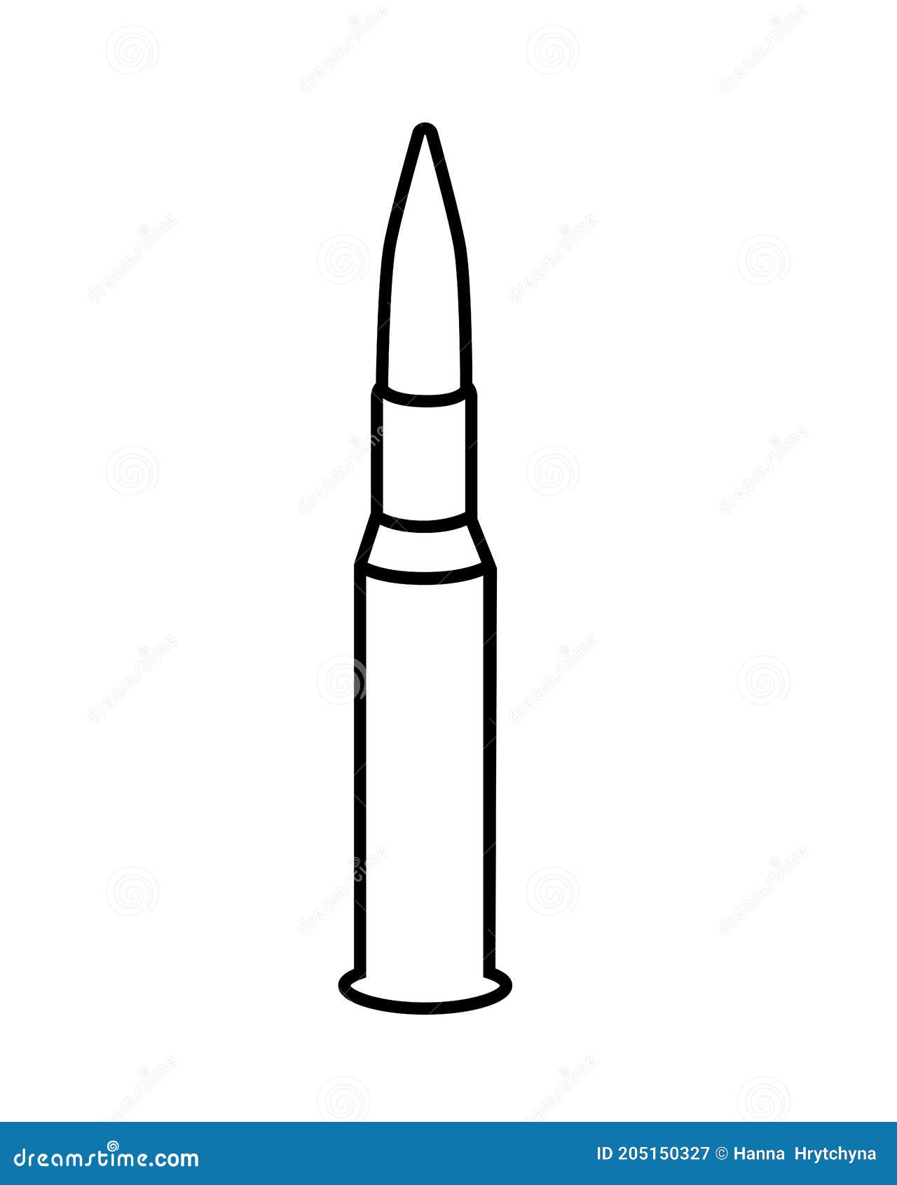 Cartridge for Weapons - Vector Linear Picture for Coloring or Pictogram ...
