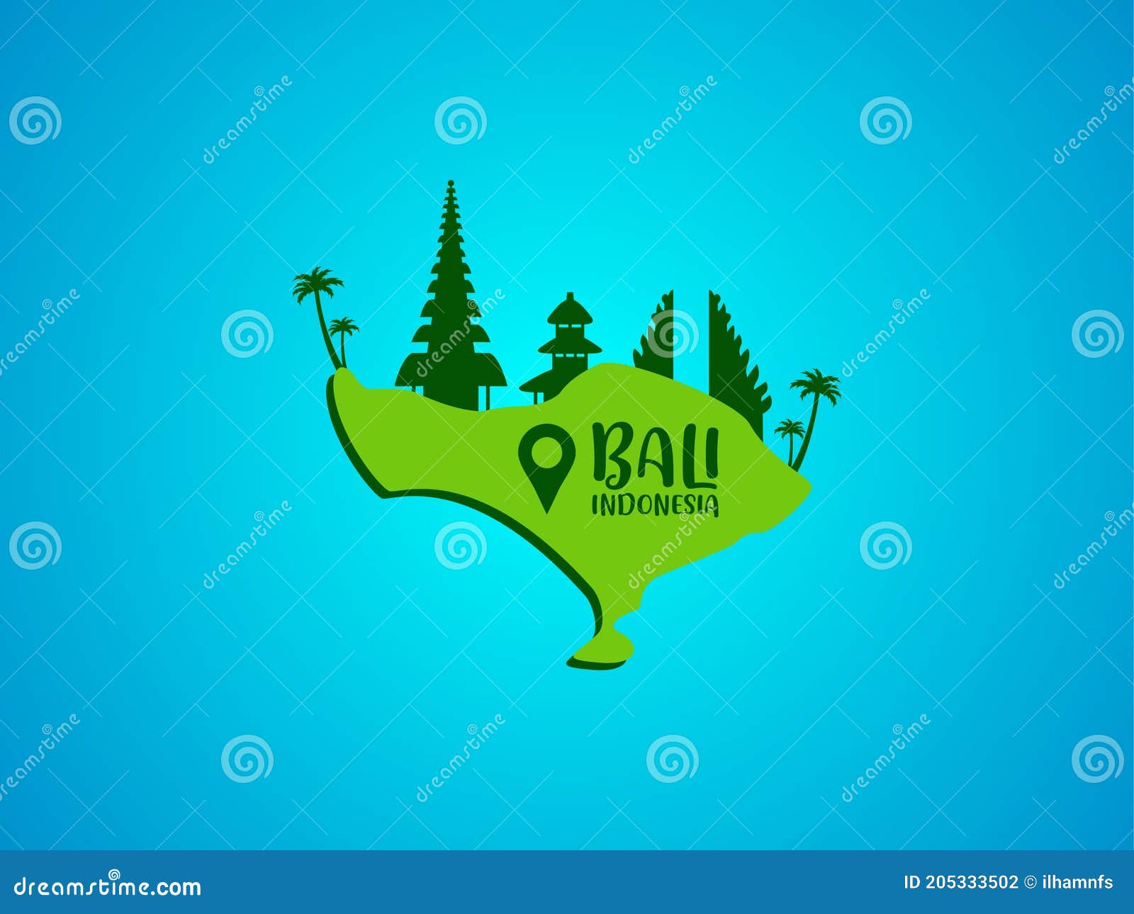 Illustration of Bali Island Map Stock Vector - Illustration of beach ...