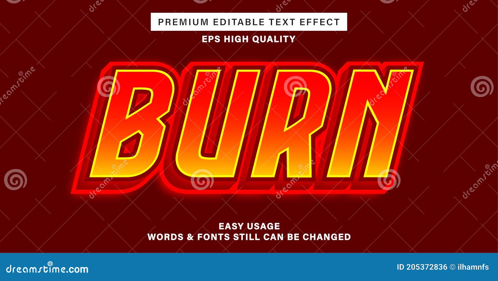 Burn Editable Text Effect Style Stock Vector - Illustration of letters ...