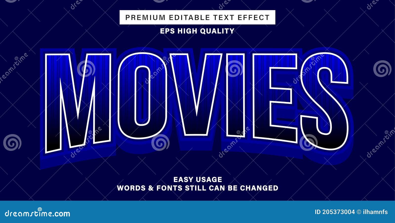 Movies Text, 3d Red Movie Style Editable Font Effect Vector ...