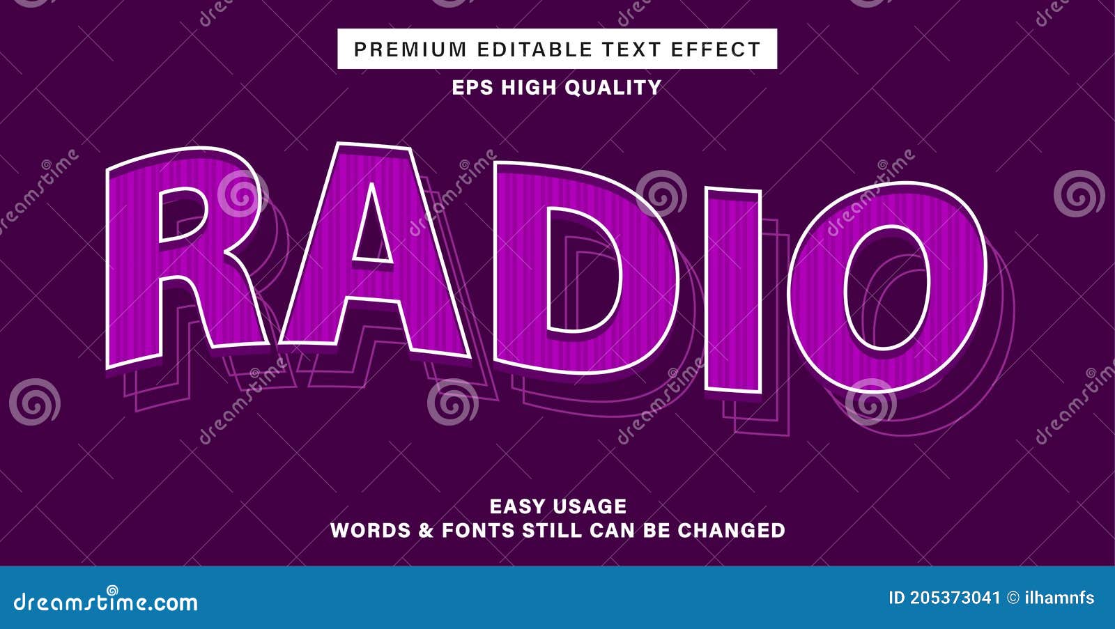 Radio Editable Text Effect Style Stock Vector - Illustration of shadow ...