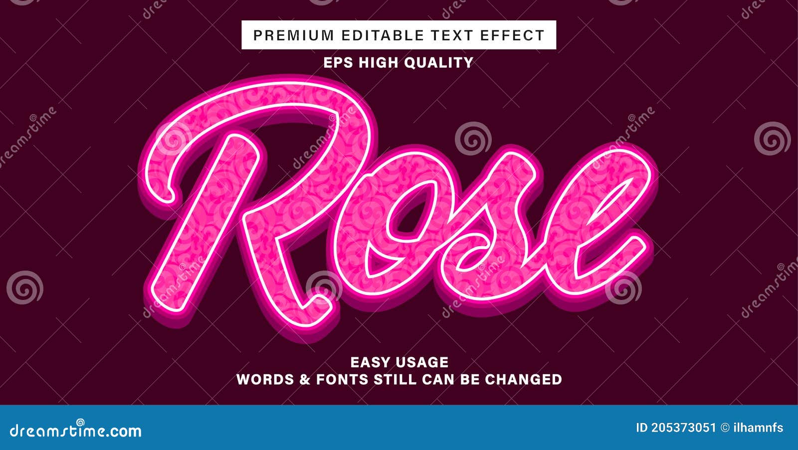 Rose Editable Text Effect Style Stock Vector - Illustration of colorful ...