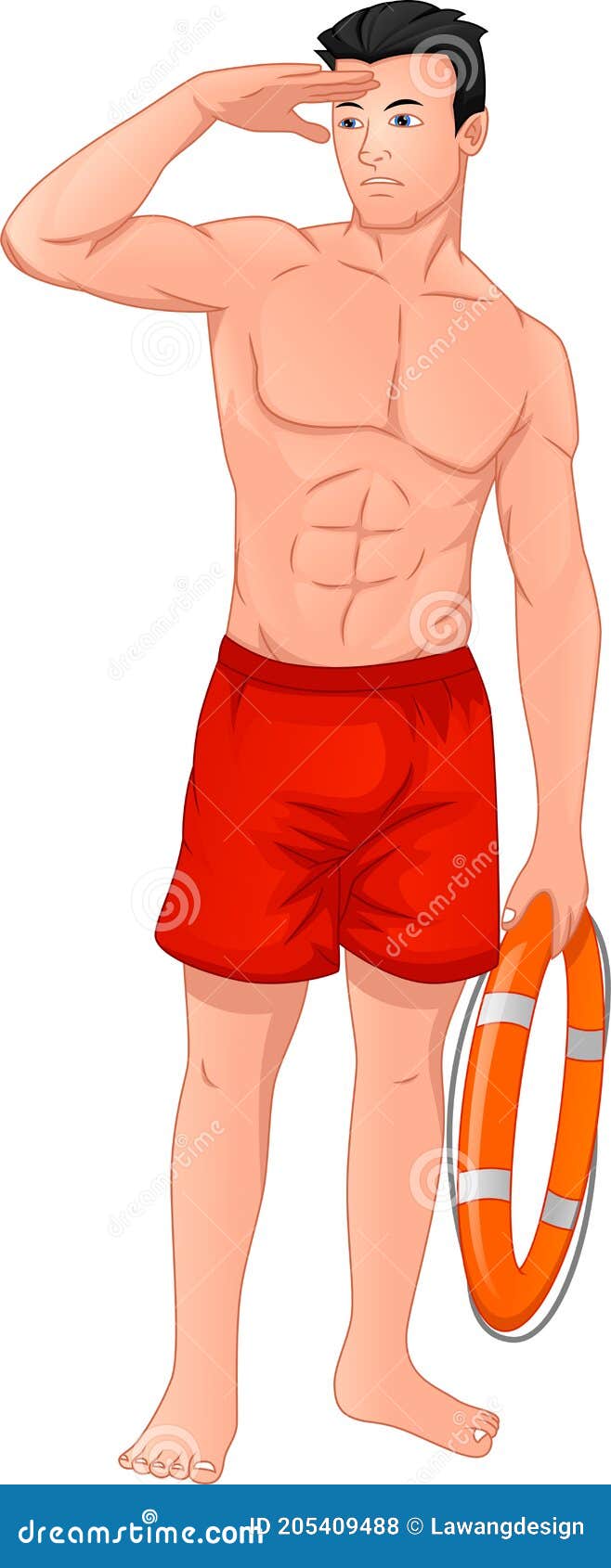 Handsome lifeguard posing stock vector. Illustration of slim - 205409488