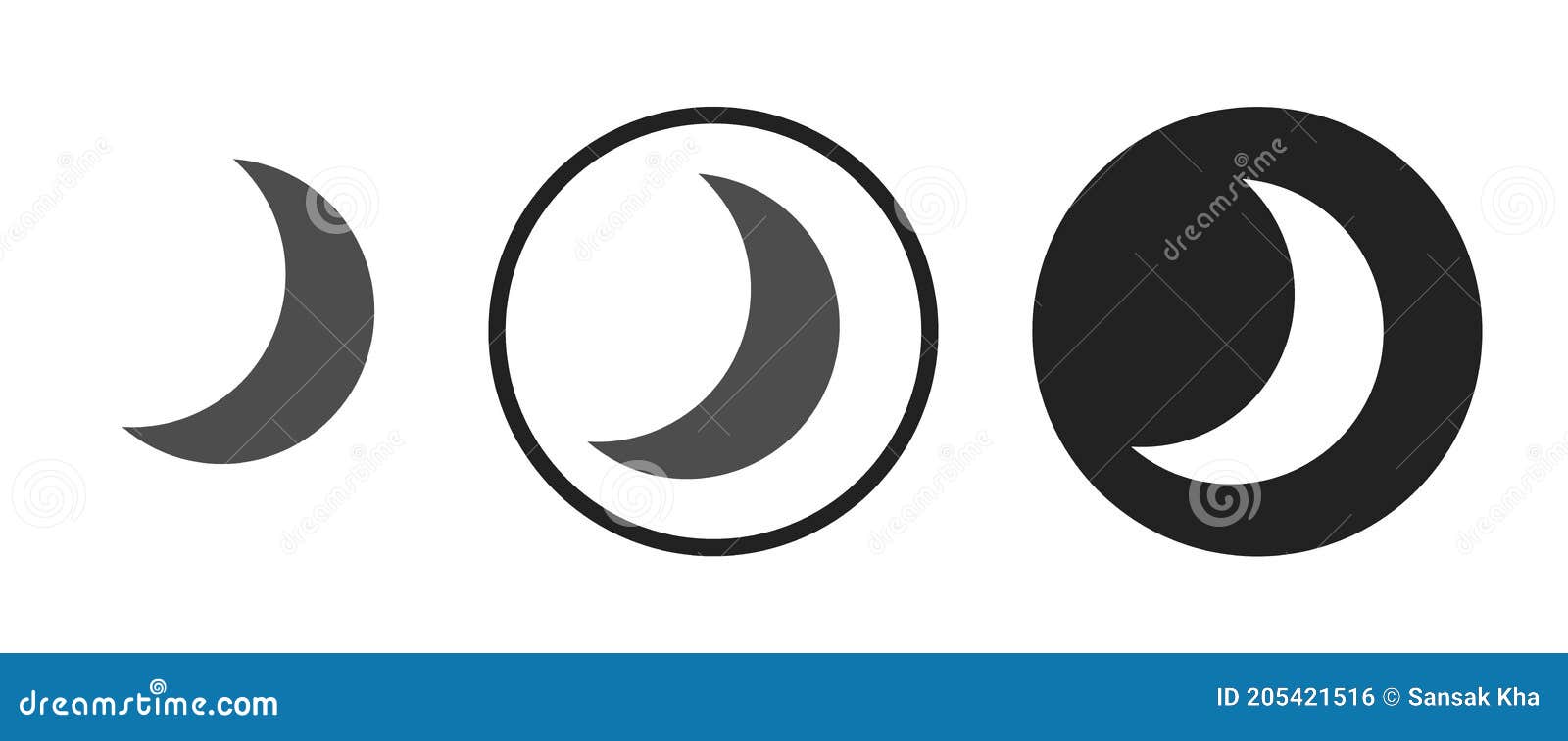 Waning Crescent Moon Icon . Stock Illustration - Illustration of sleep ...