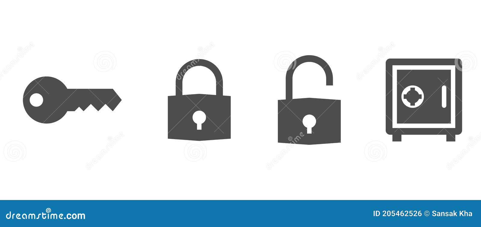 Key Lock Unlock Safe Icon . Stock Illustration - Illustration of ...