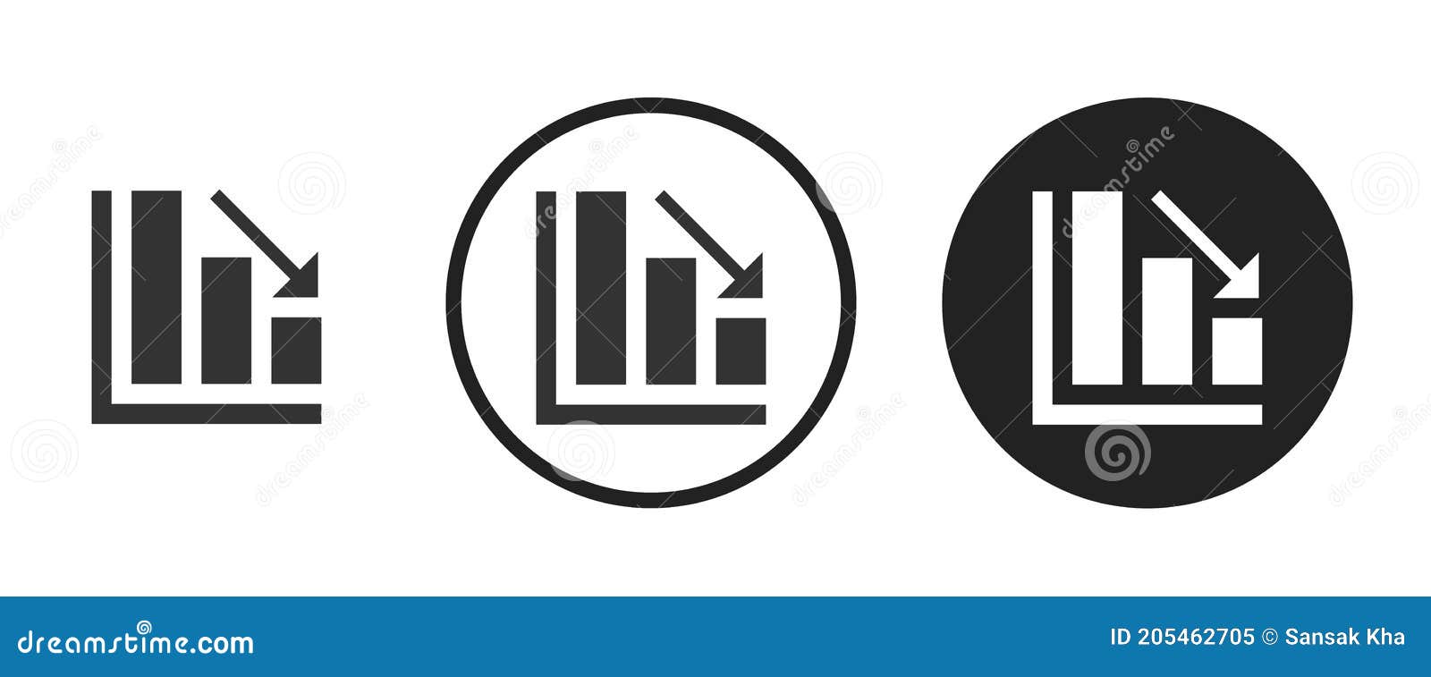 Down bar chart icon stock illustration. Illustration of design - 205462705