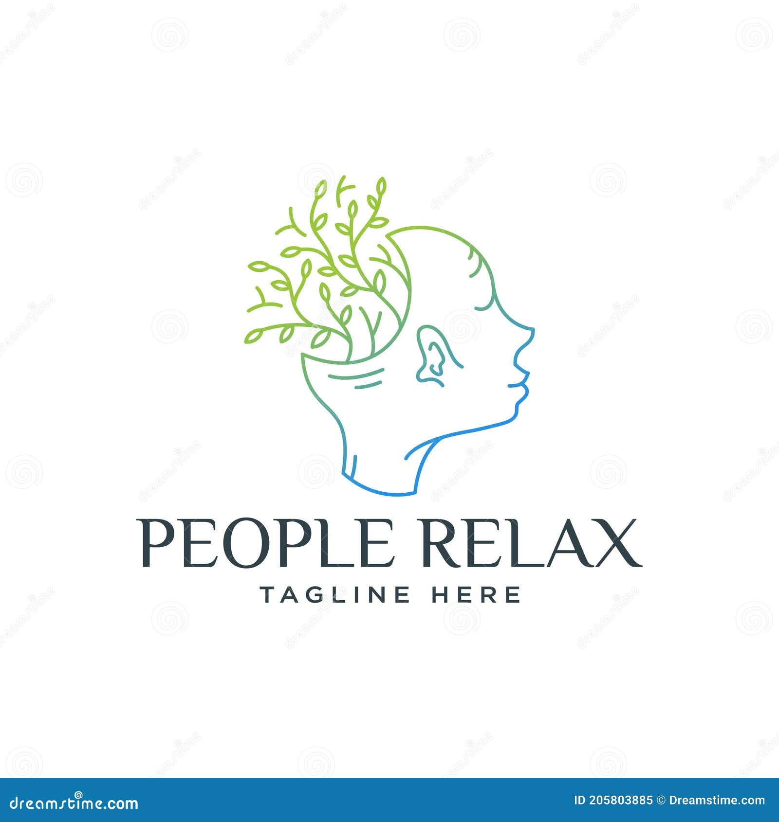 A Calm and Relaxed Person Logo Design. Lush Leaves and Brains. Vector ...