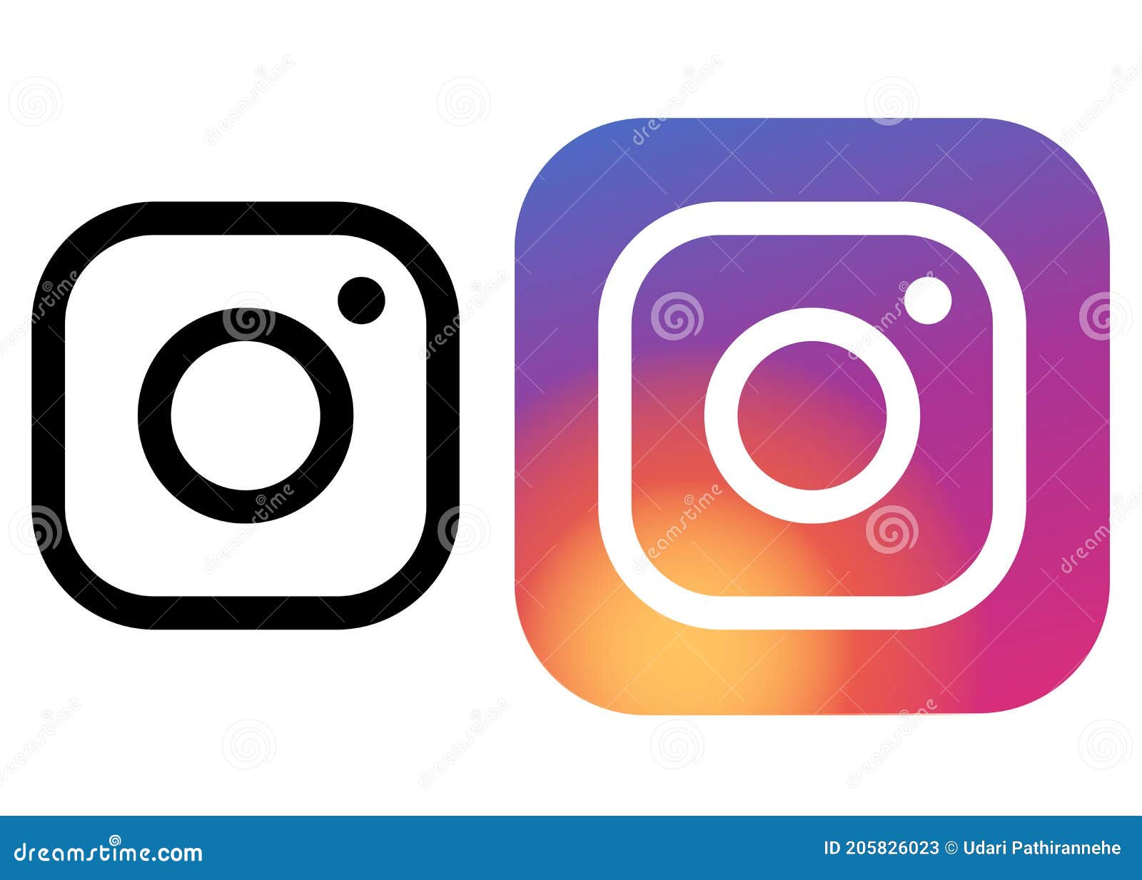 New Modern And Classic Silhouette Instagram Logo Icons Cartoon Vector ...