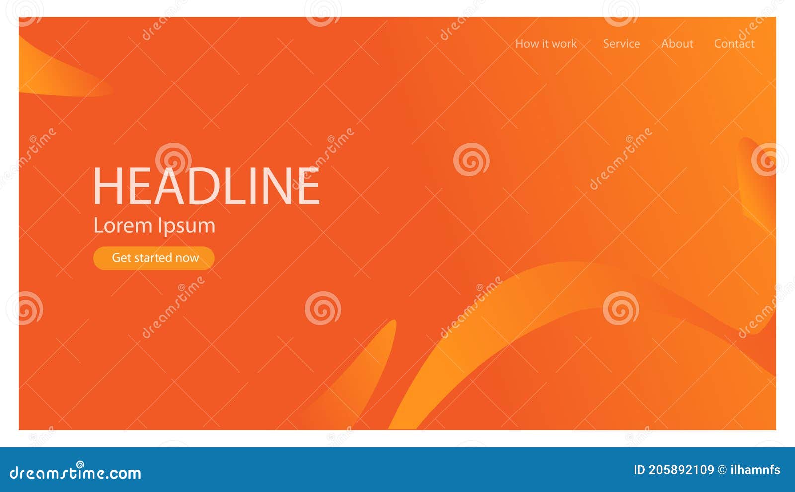 Minimalist Orange Landing Page Design Template Stock Vector ...