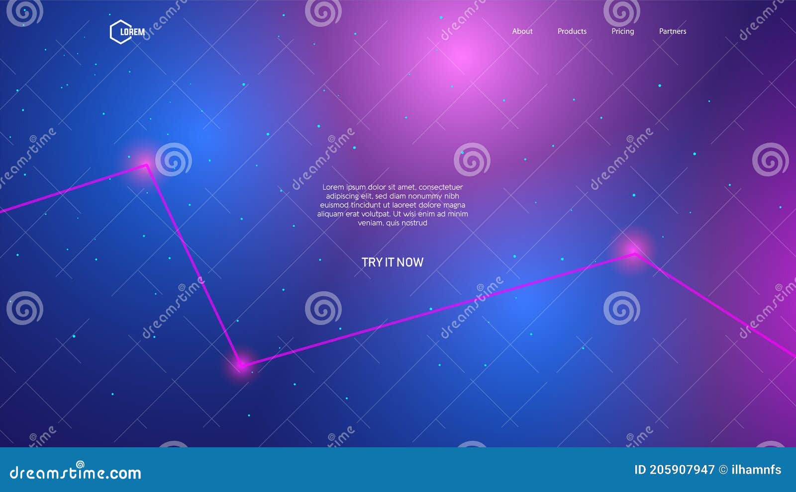 Galaxy Element Landing Page Design Template Stock Vector - Illustration ...