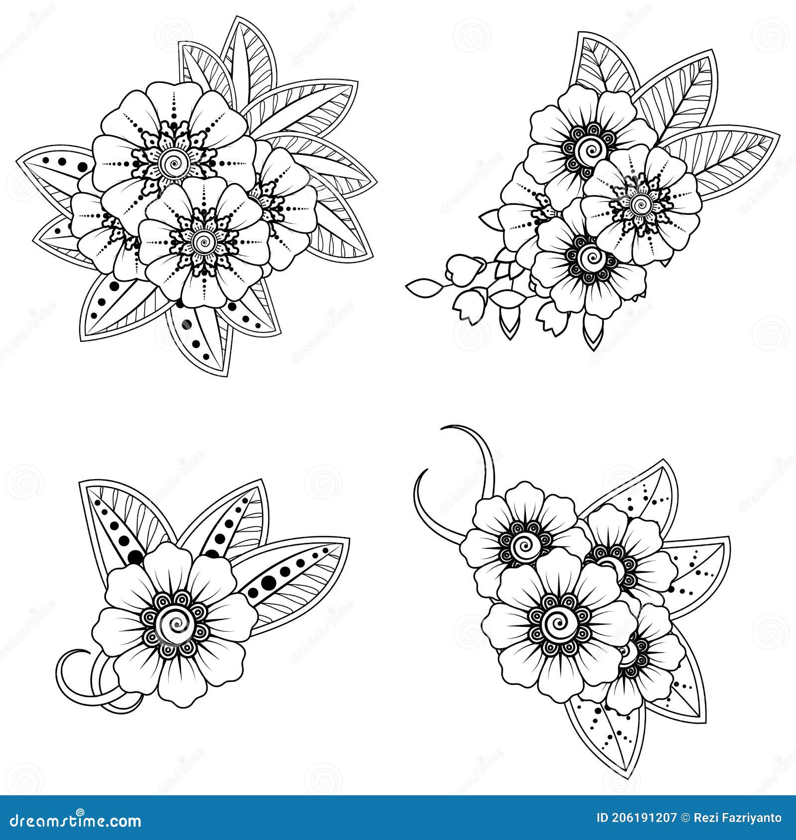 Mehndi flower decoration stock vector. Illustration of decorative ...