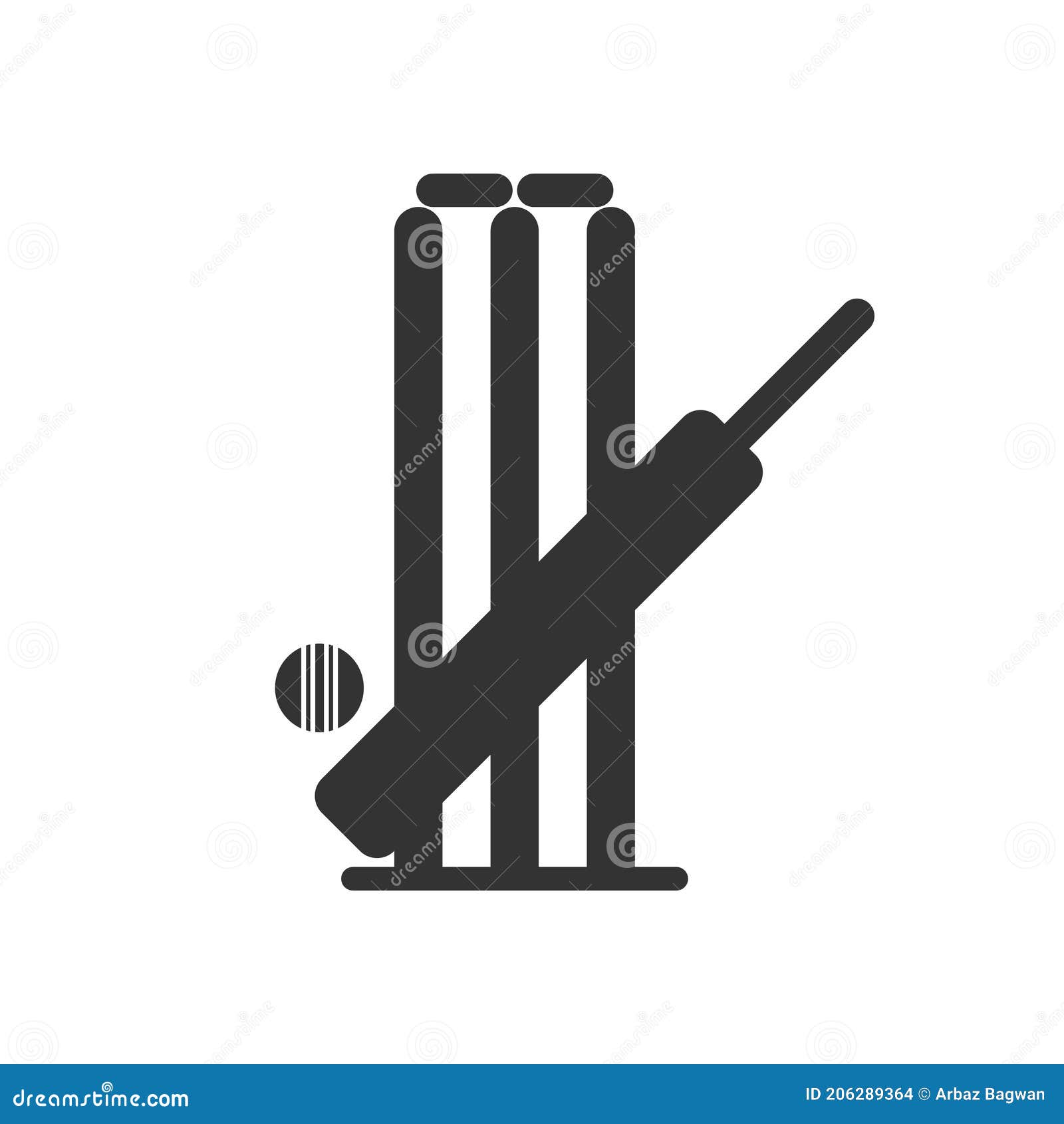 Cricket Bat Ball Stump Bails Icon Stock Vector - Illustration of ...