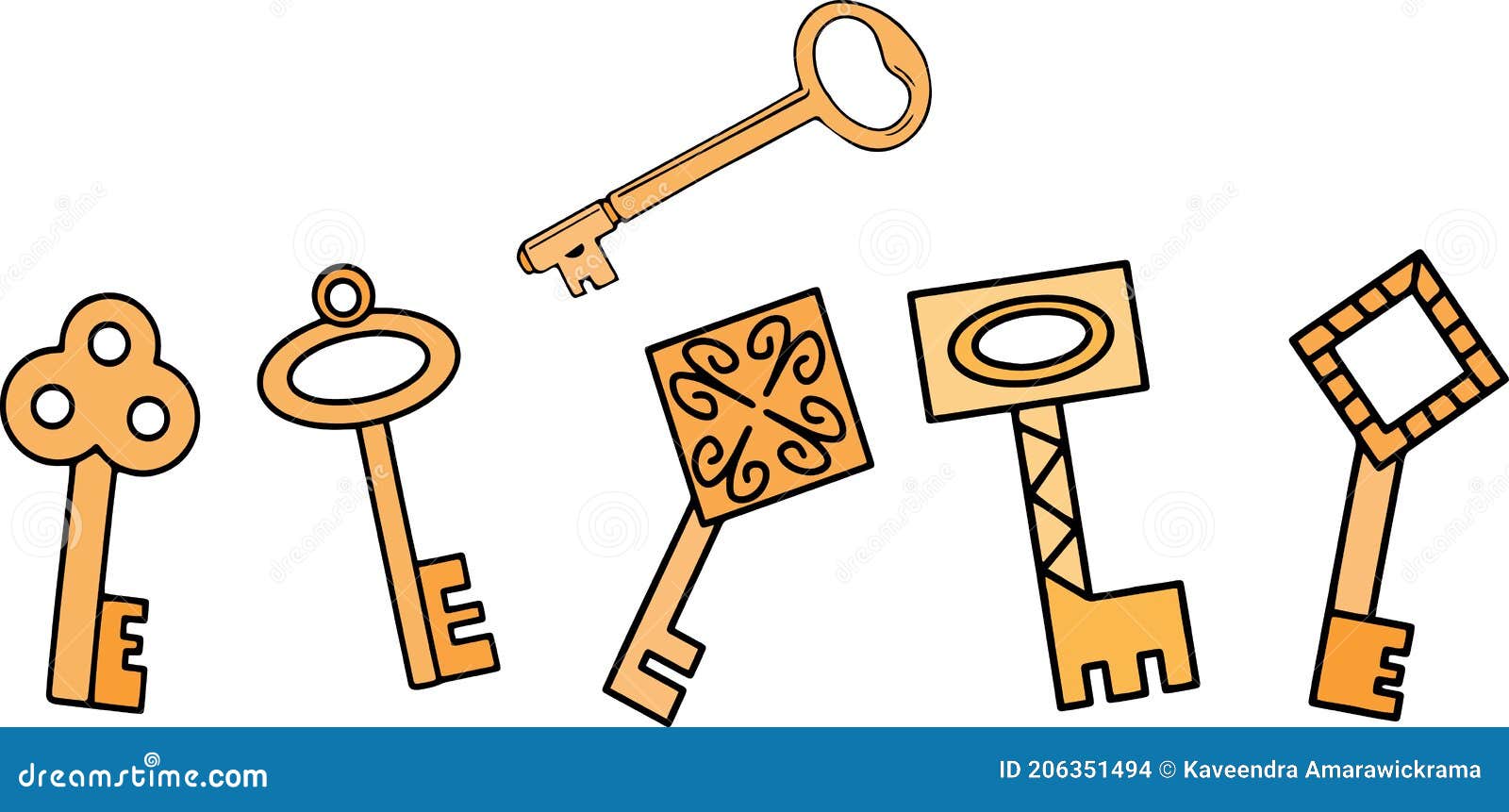 Key Collection Design on White Stock Vector - Illustration of clipart ...