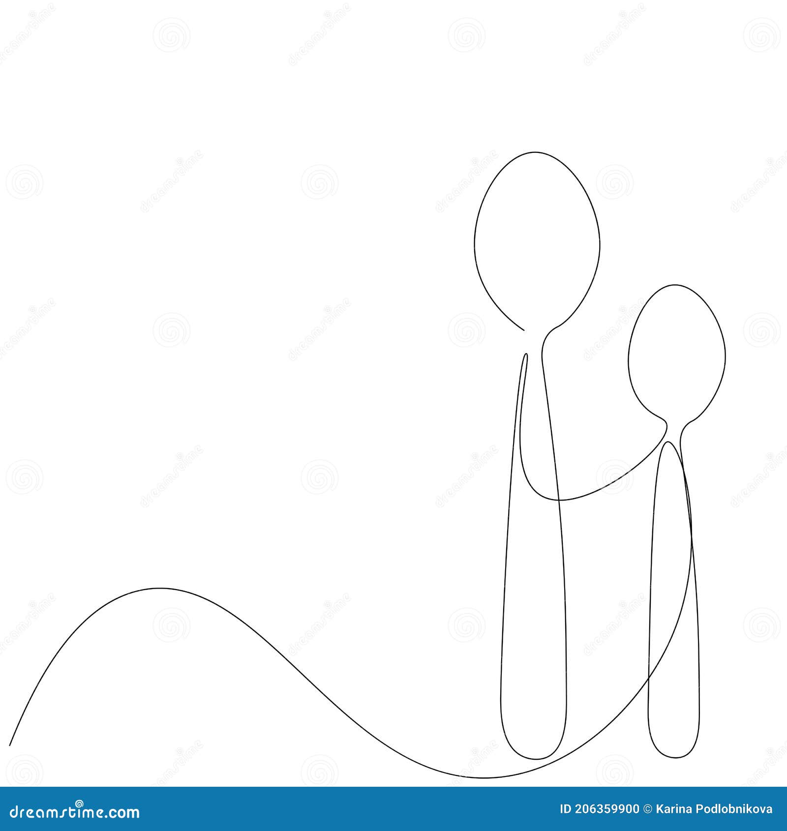 Spoon One Line Drawing on White Background Stock Illustration ...