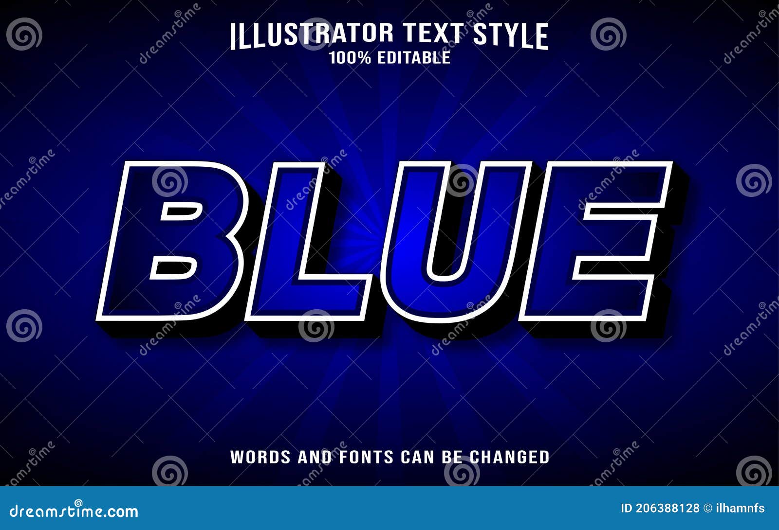 Blue Editable Text Effect Style Stock Vector - Illustration of alphabet ...