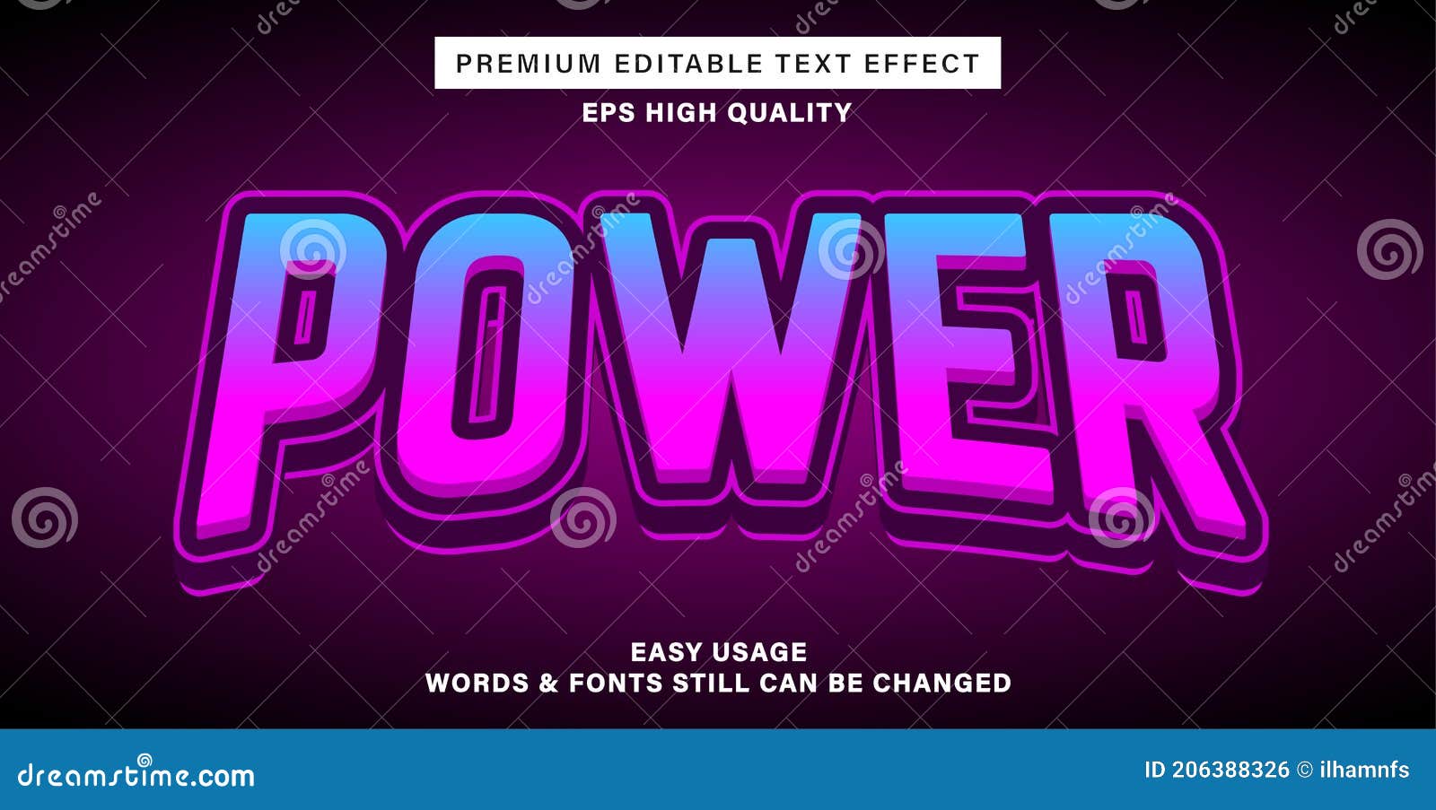 Editable Text Effect Power Style Stock Vector - Illustration of ...