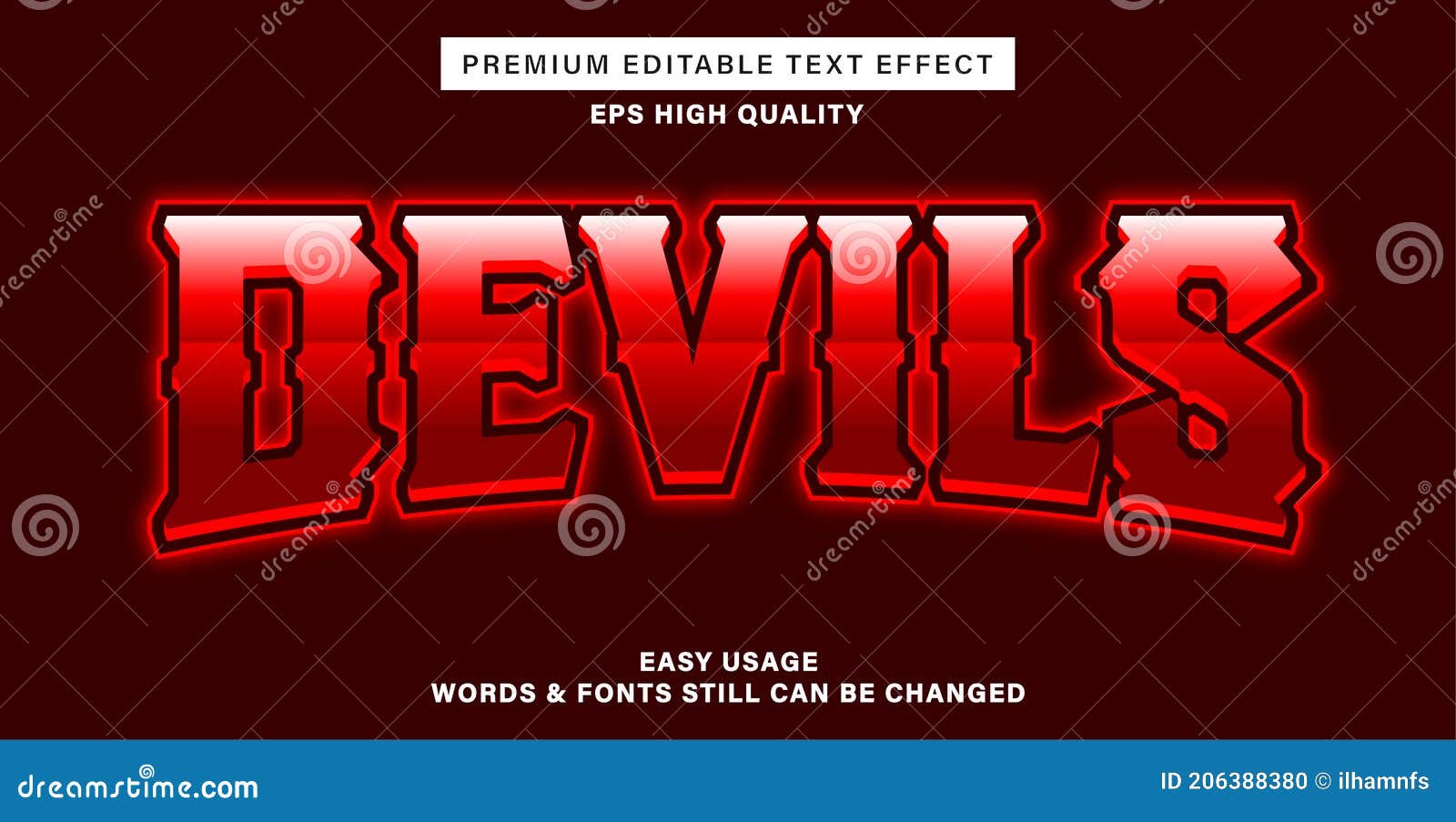 Editable Text Effect Devils Style Stock Vector - Illustration of symbol ...