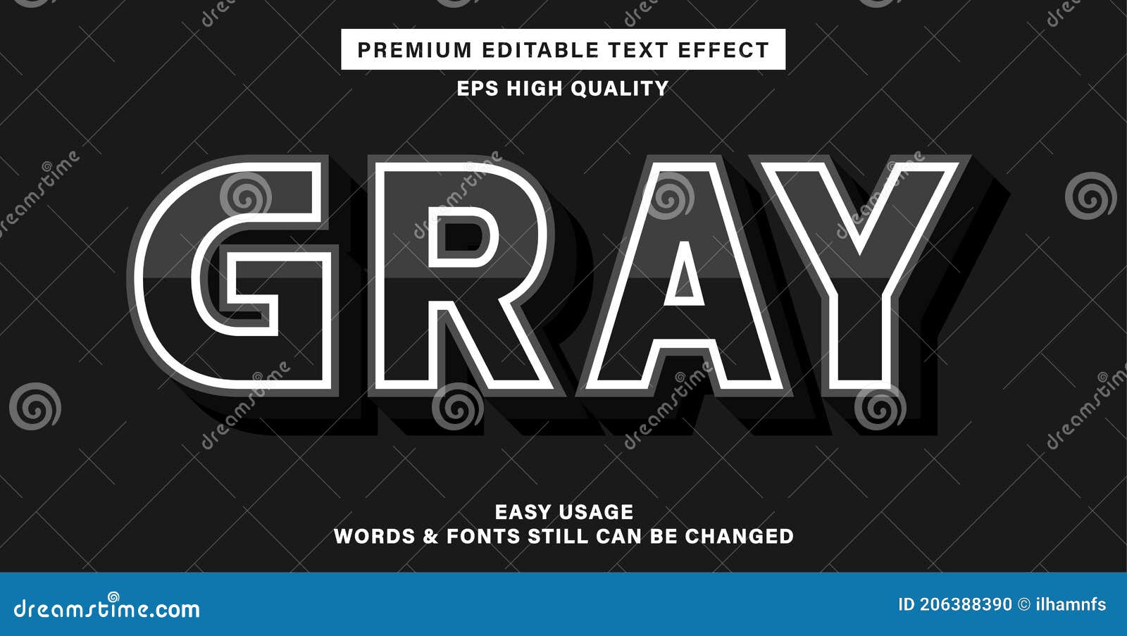 Editable Text Effect Gray Style Stock Vector - Illustration of ...