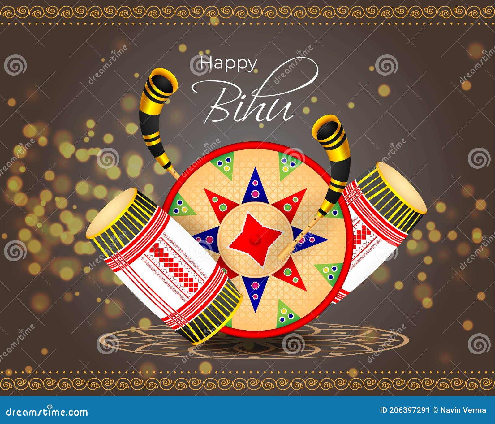 Vector Illustration of Happy Bihu. Stock Vector - Illustration of ...