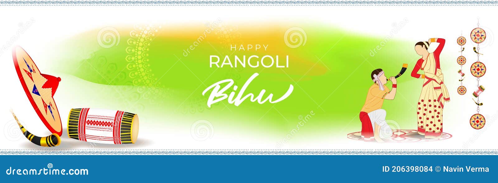 Vector Illustration of Happy Bihu. Stock Vector - Illustration of ...