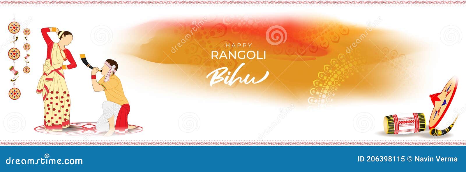 Vector Illustration of Happy Bihu. Stock Vector - Illustration of ...