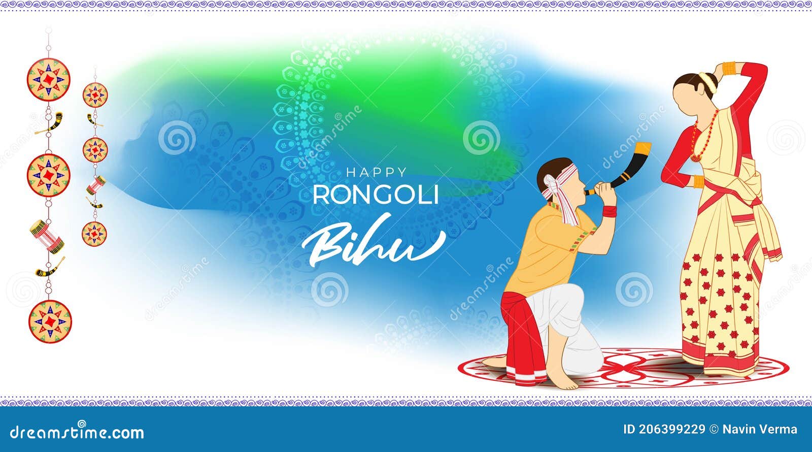 Vector Illustration of Happy Bihu. Stock Vector - Illustration of folk ...