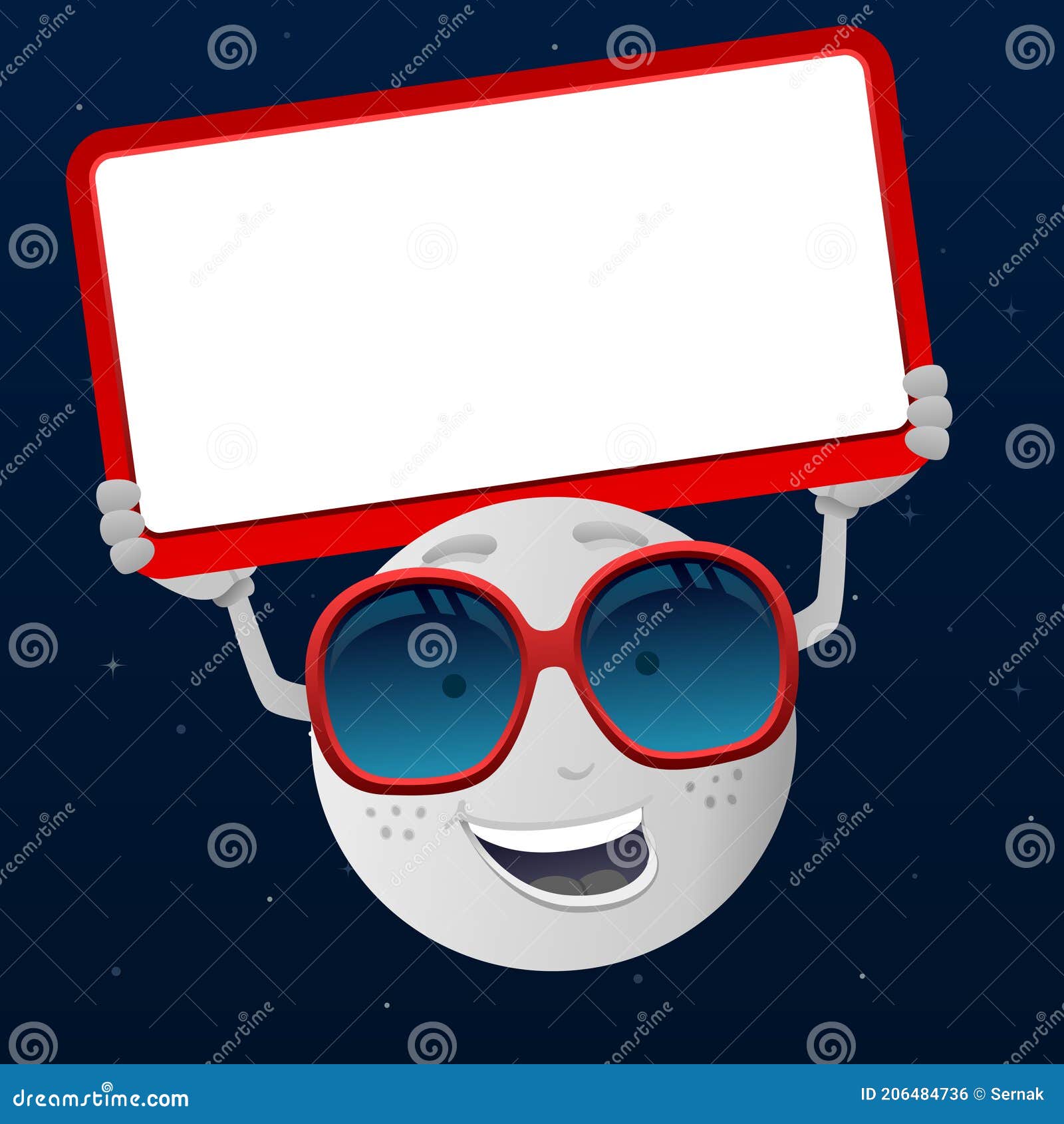 Full Moon Cartoon Character with Sign. Stock Vector - Illustration of ...