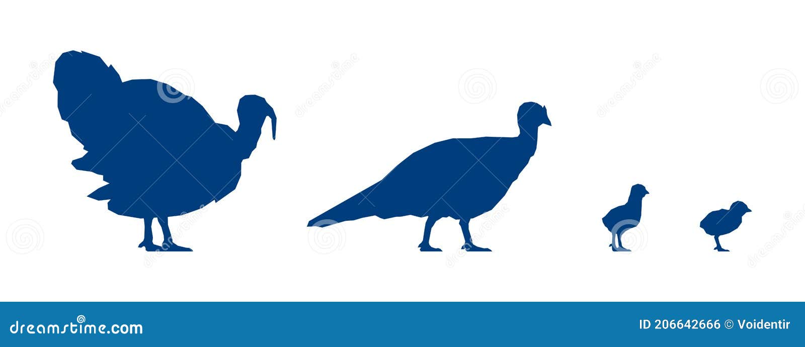 Low Poly Turkeycock, Turkey and Poults Stock Vector - Illustration of ...