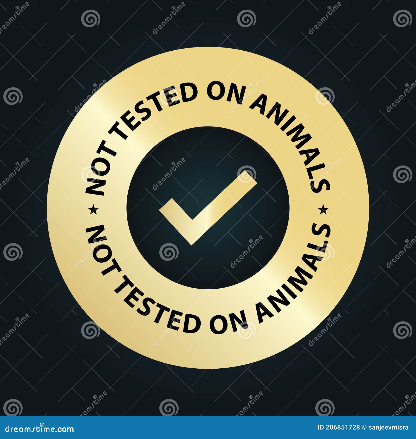 `not Tested on Animals` Golden Vector Stamp Stock Vector - Illustration ...